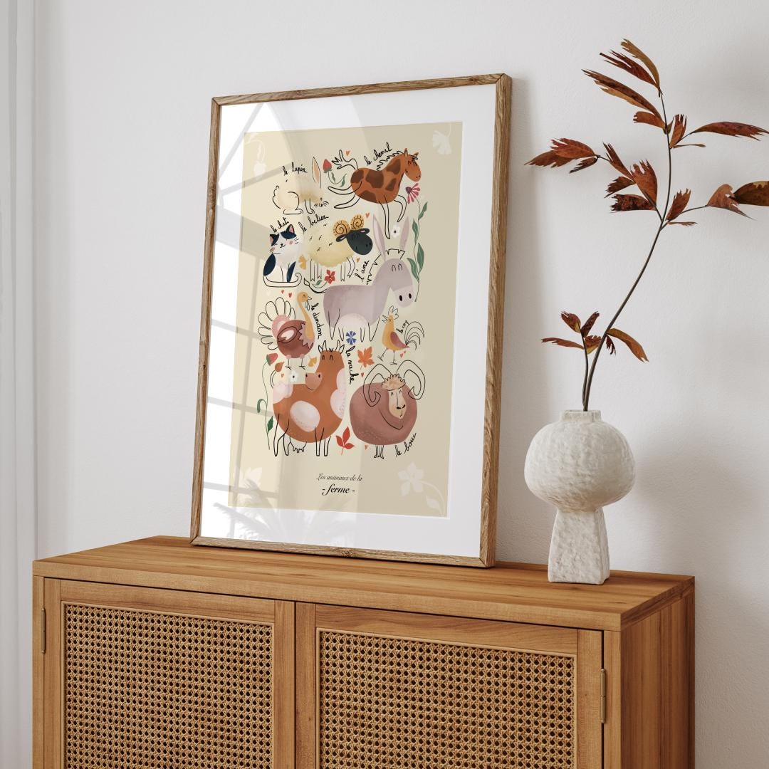 Farm Animals Poster | Kids Room Poster | Favorite Animals | Educational ...