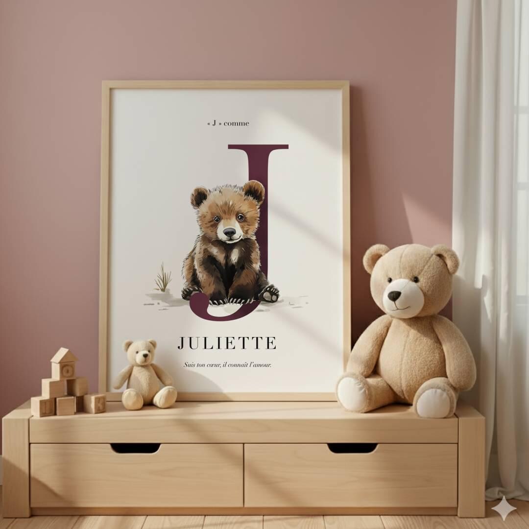 Personalized Children's Poster, Initial Illustration, Children's Wall ...