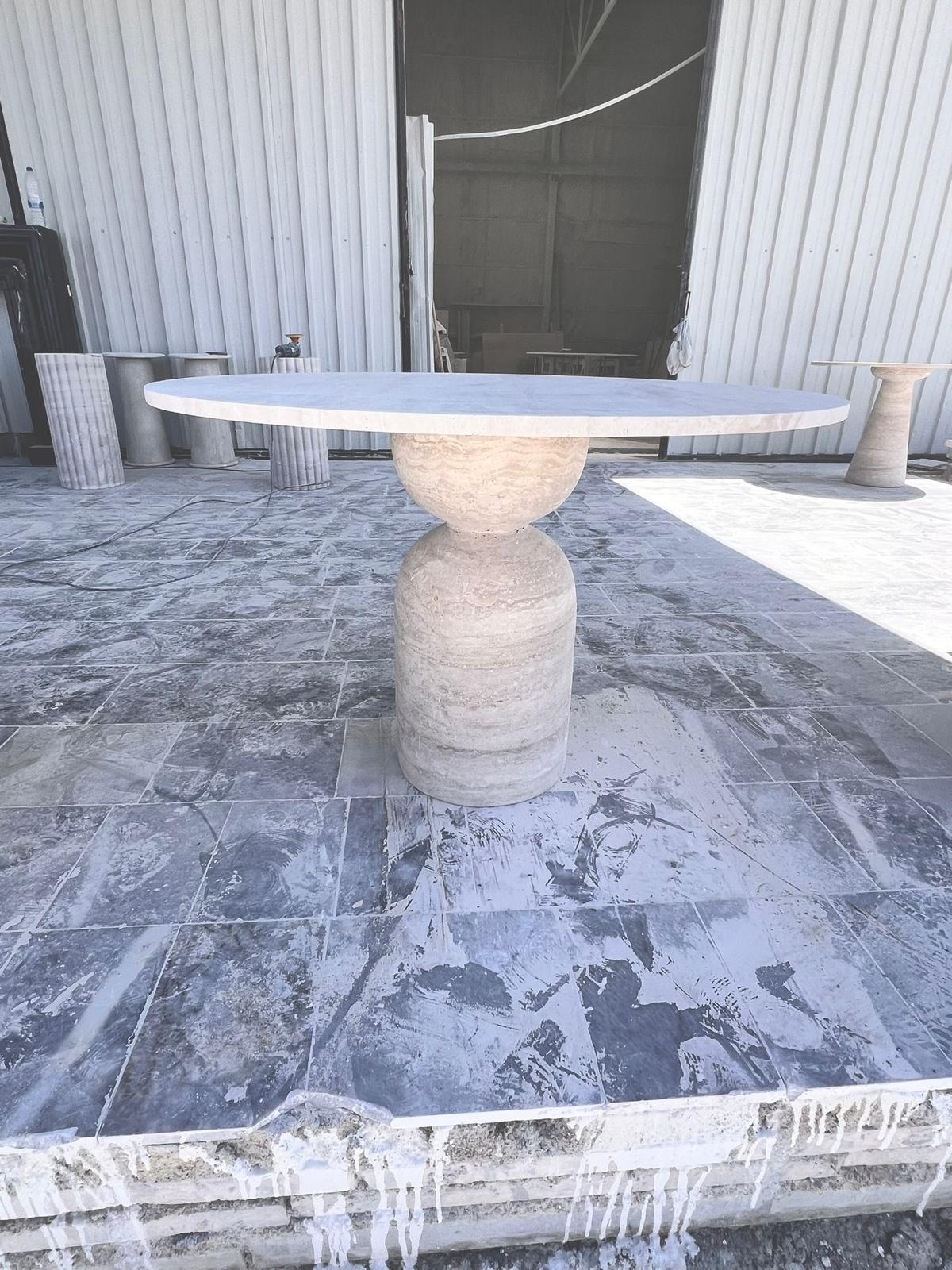 Round Travertine Dining Table - Round Stone Table - Custom Round Marble ...