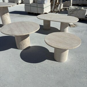 Oval Beige Travertine Coffee Table - Natural Marble Center Table - Etsy