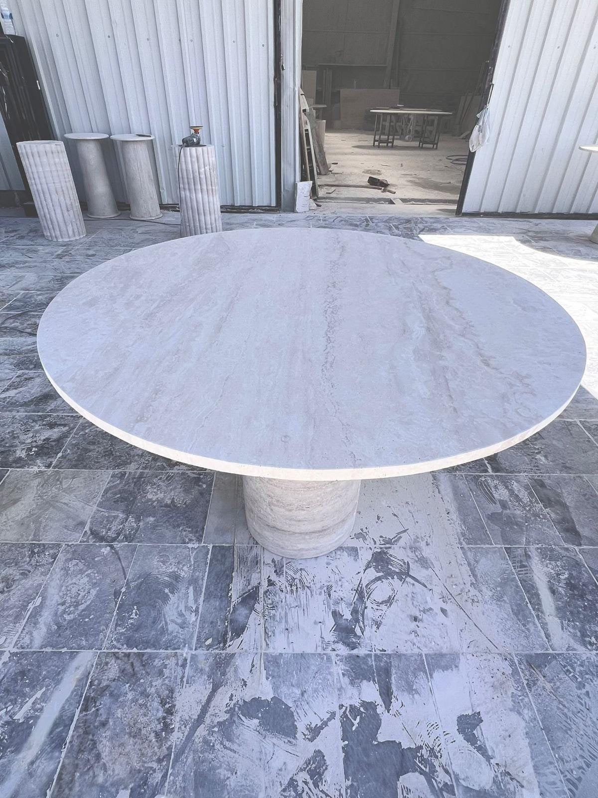 Round Travertine Dining Table - Round Stone Table - Custom Round Marble ...