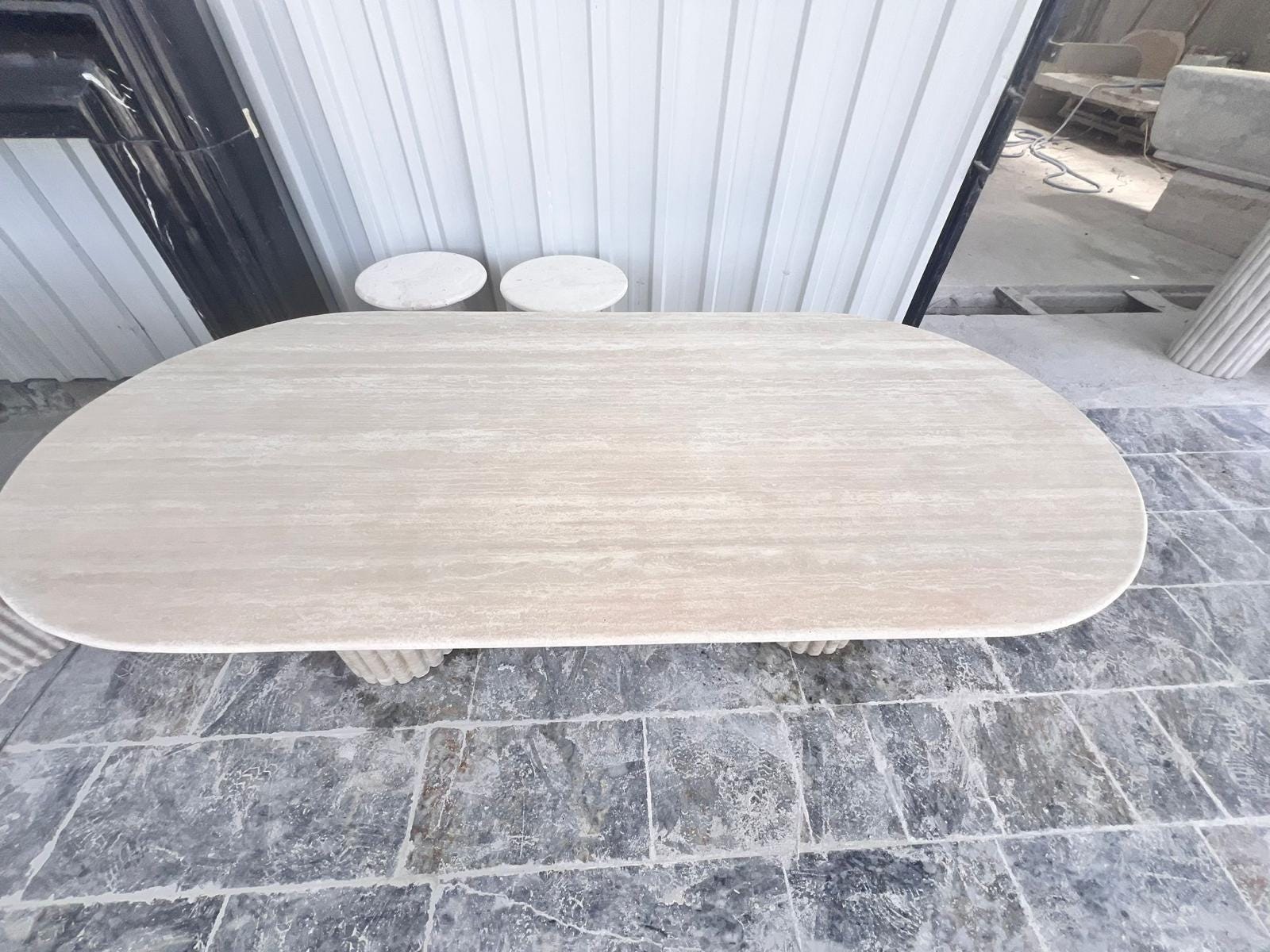 Big Travertine Dining Table Top Marble Solid Kitchen White Table - Etsy