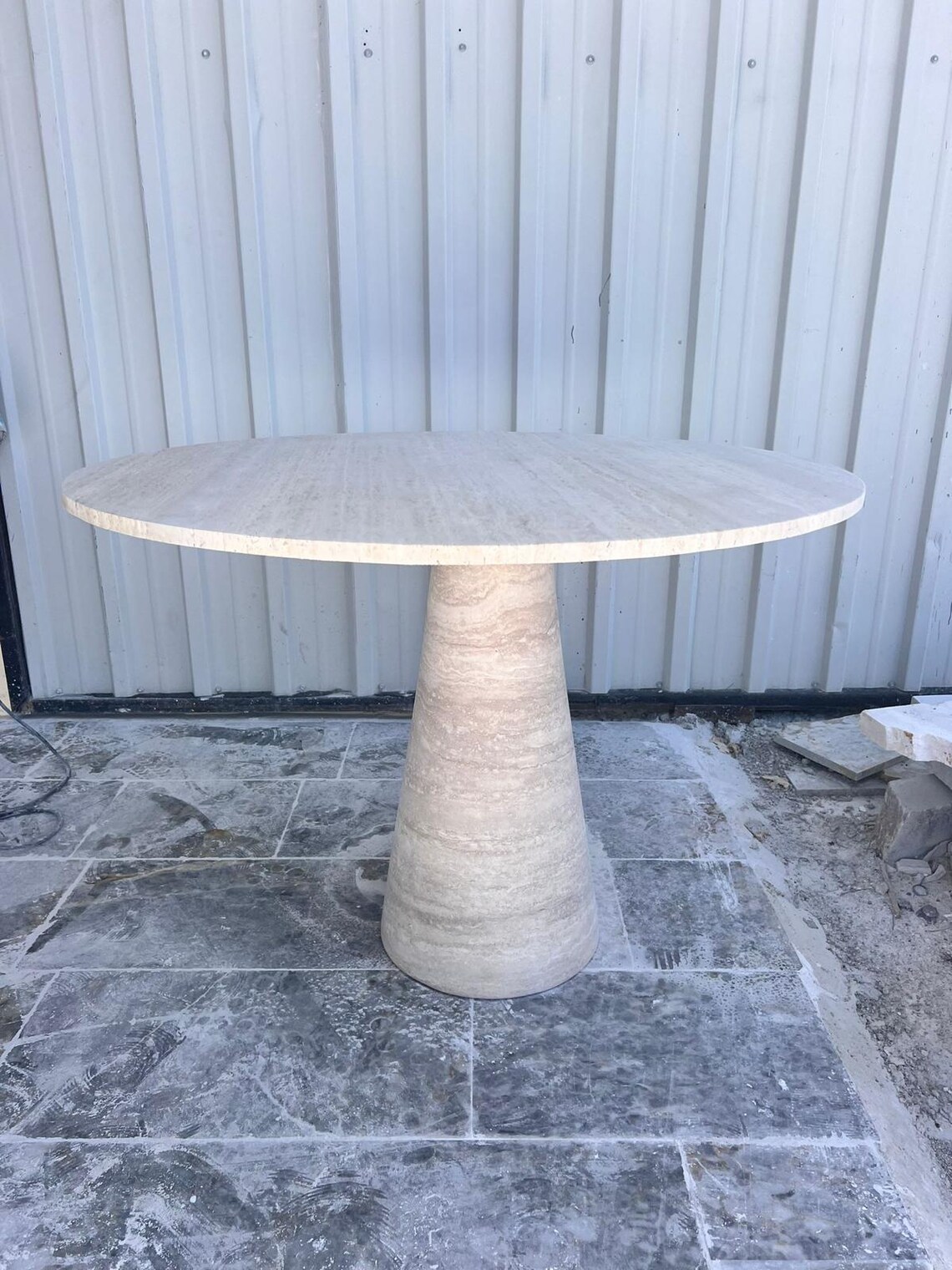 Travertine Kitchen Round Table - Marble Stone Coffee Table - Travertine ...