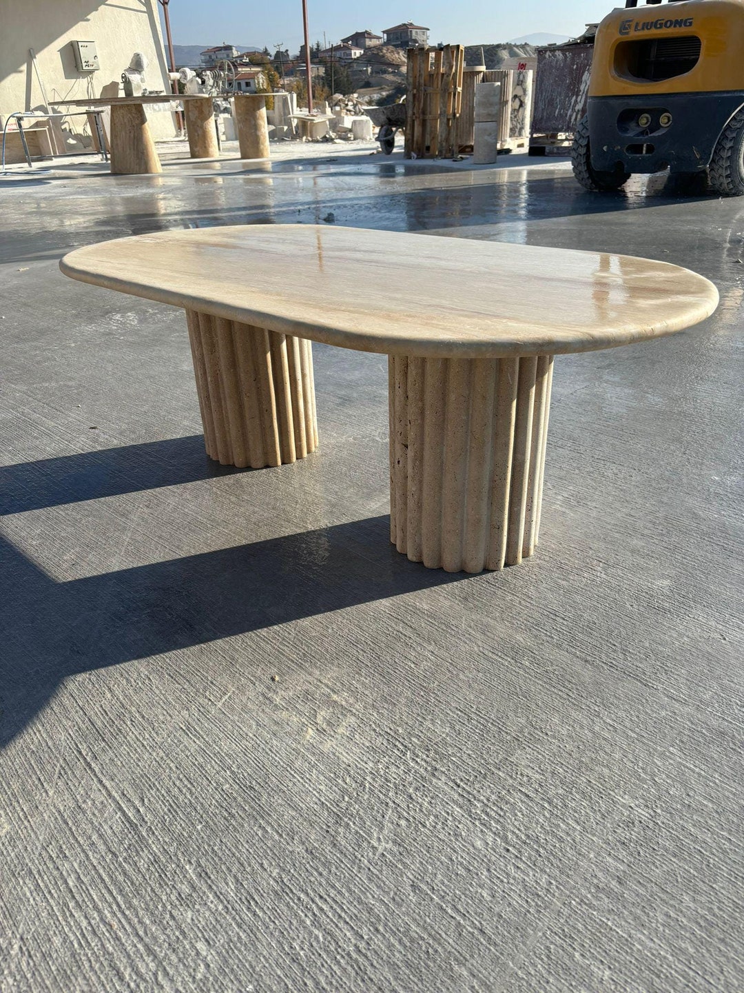 Travertine Dining Table, Natural Marble Stone Table, Outdoor Table ...