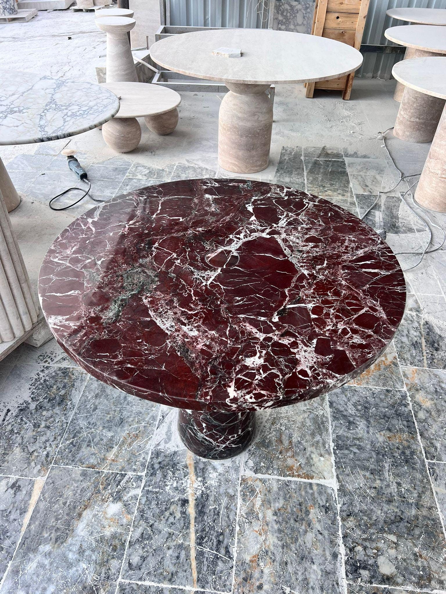 Rosso Levanto Marble Dining Round Table - Round Marble Table - Red ...