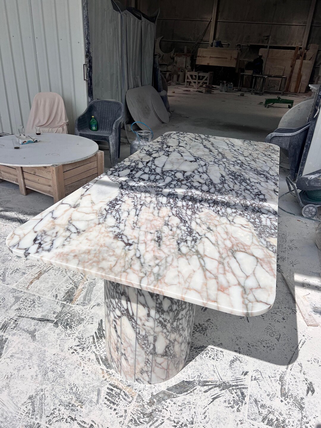 Custom Calacatta Viola Marble Dining Table, Handcrafted Kitchen Table ...