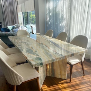 Custom Onyx Marble Dining Table, Transculent Marble Dining Table, White ...