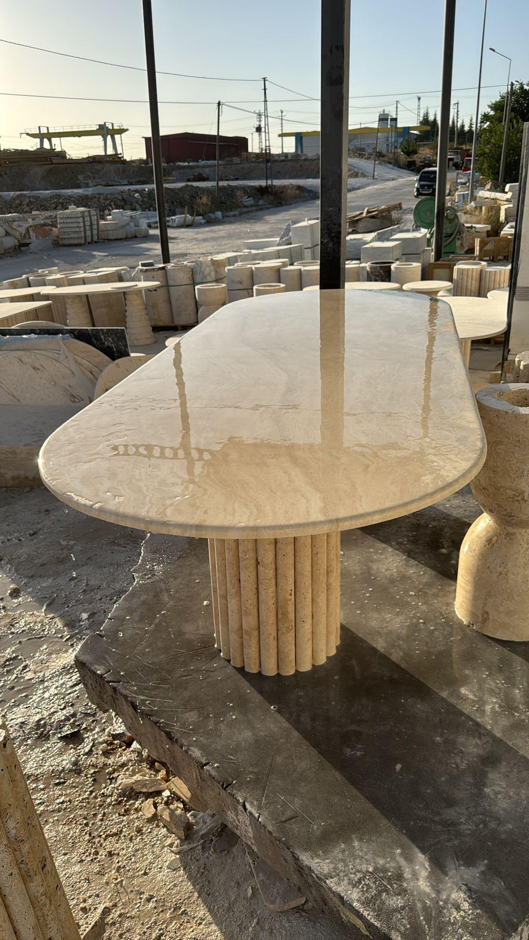 Beige Travertine Oval Marble Living Room Furniture Dining Kitchen ...