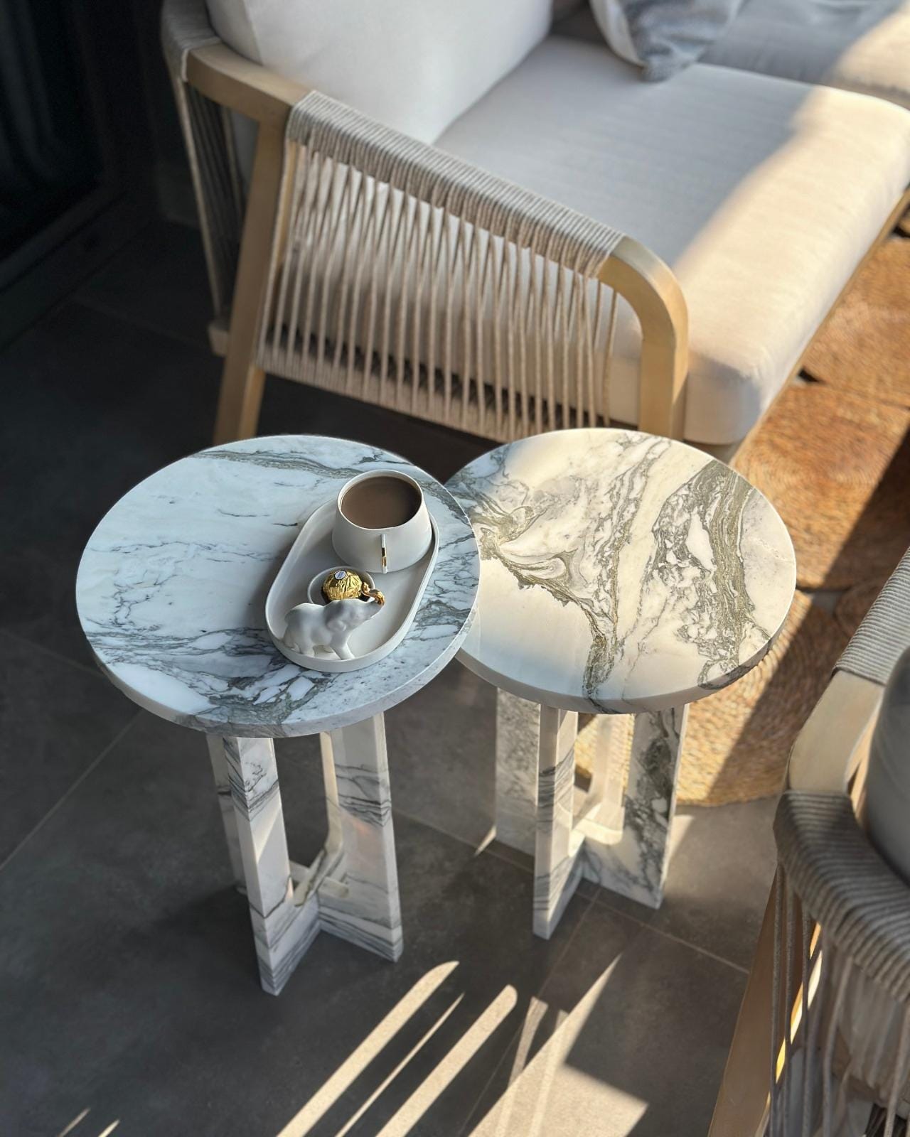 Calacatta Marble Side Table, Marble End Table, Marble Nesting Table ...