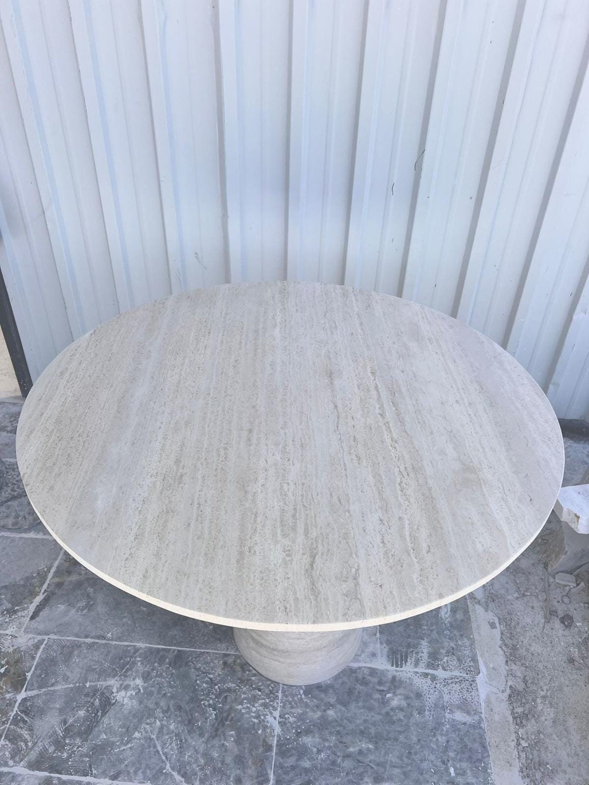 Round Travertine Dining Table Round Stone Table Custom Round Marble ...