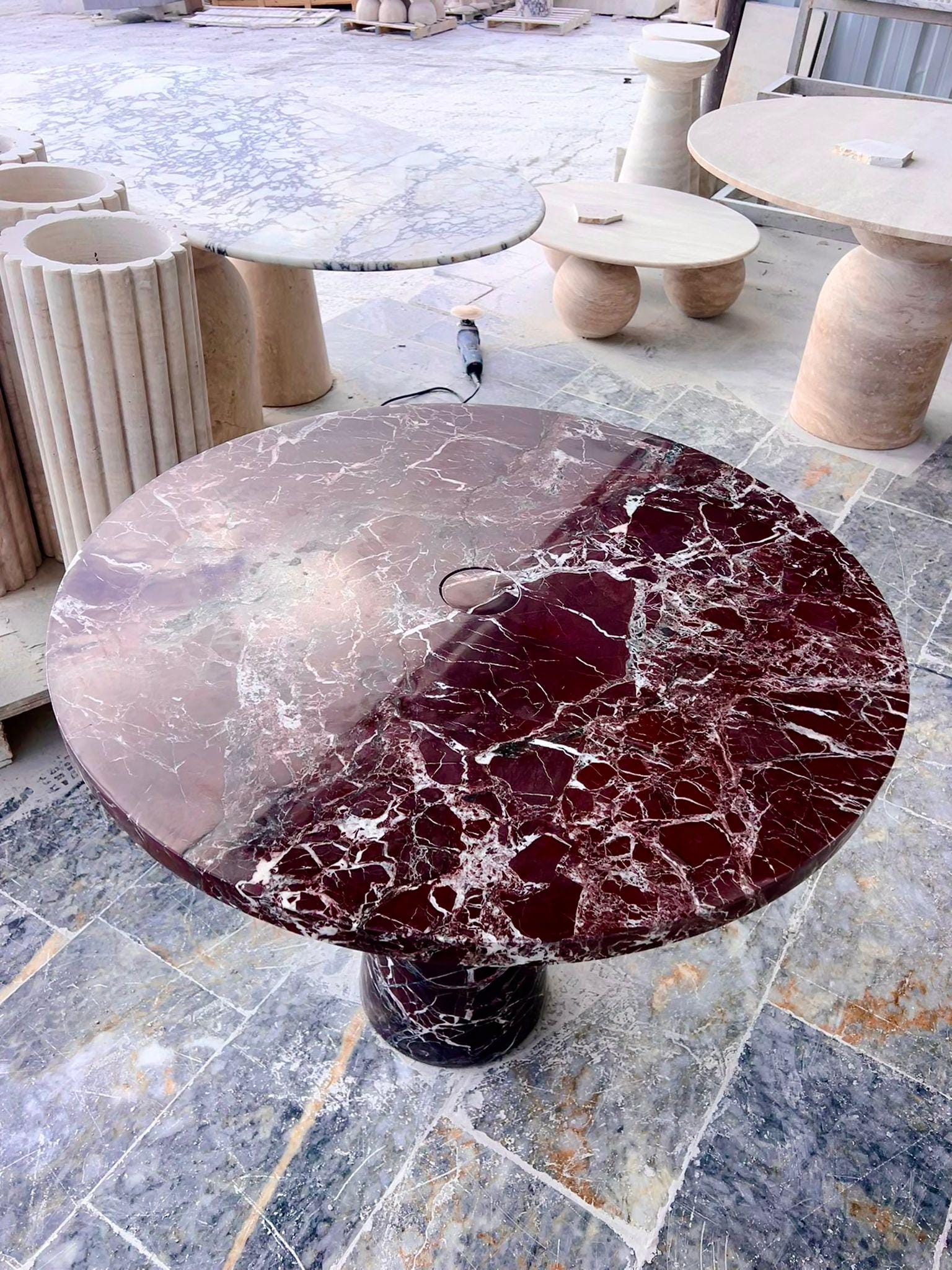Rosso Levanto Marble Dining Round Table - Round Marble Table - Red ...