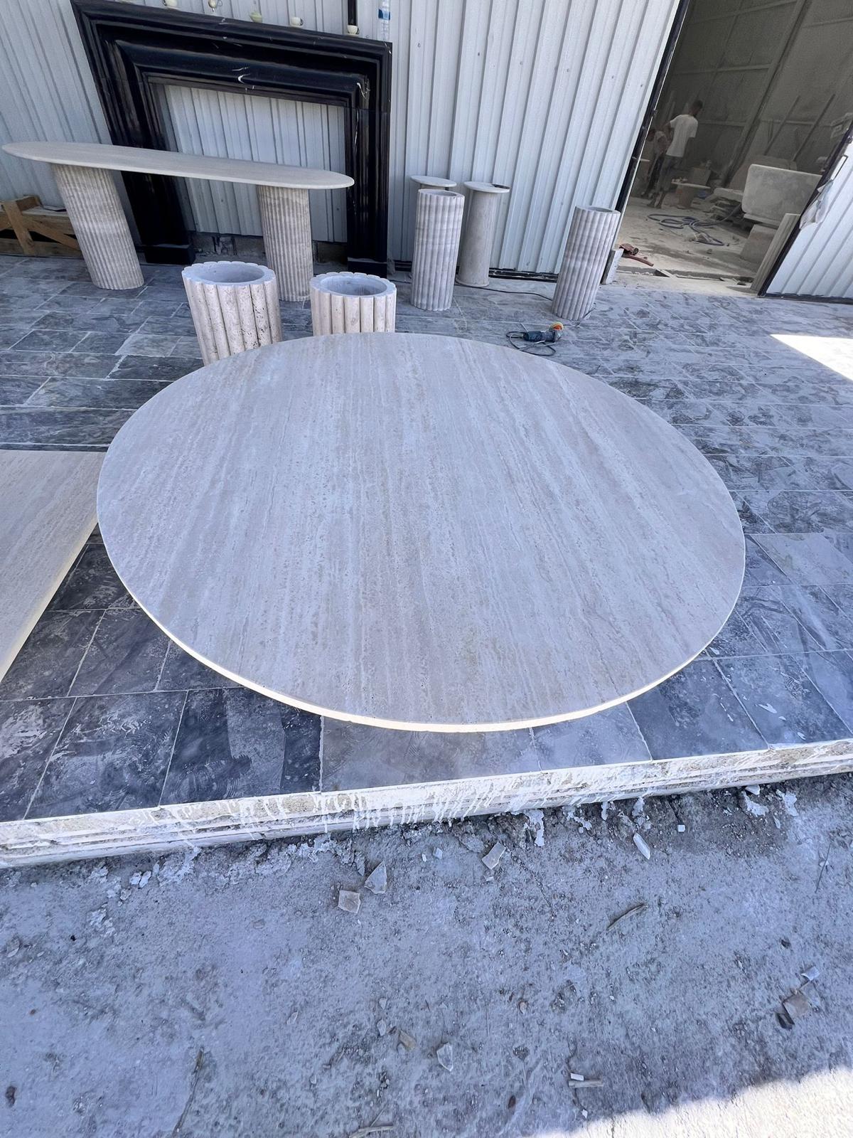 Round Travertine Dining Table - Round Stone Table - Custom Round Marble ...