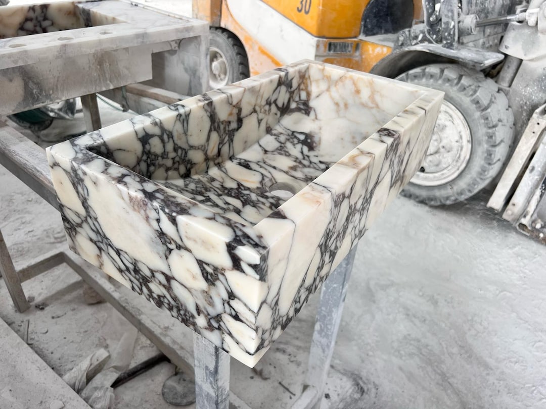 Calacatta Viola Marble Sink - Solid Stone Bathroom Sink - Etsy
