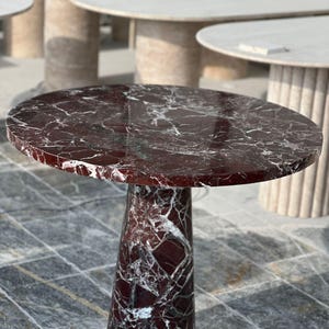 Rosso Levanto Marble Dining Table – Round Red Stone Table (36" Diameter ...