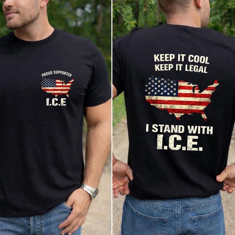 I Stand With ICE T-shirt: American Flag, Law Enforcement Support - Etsy