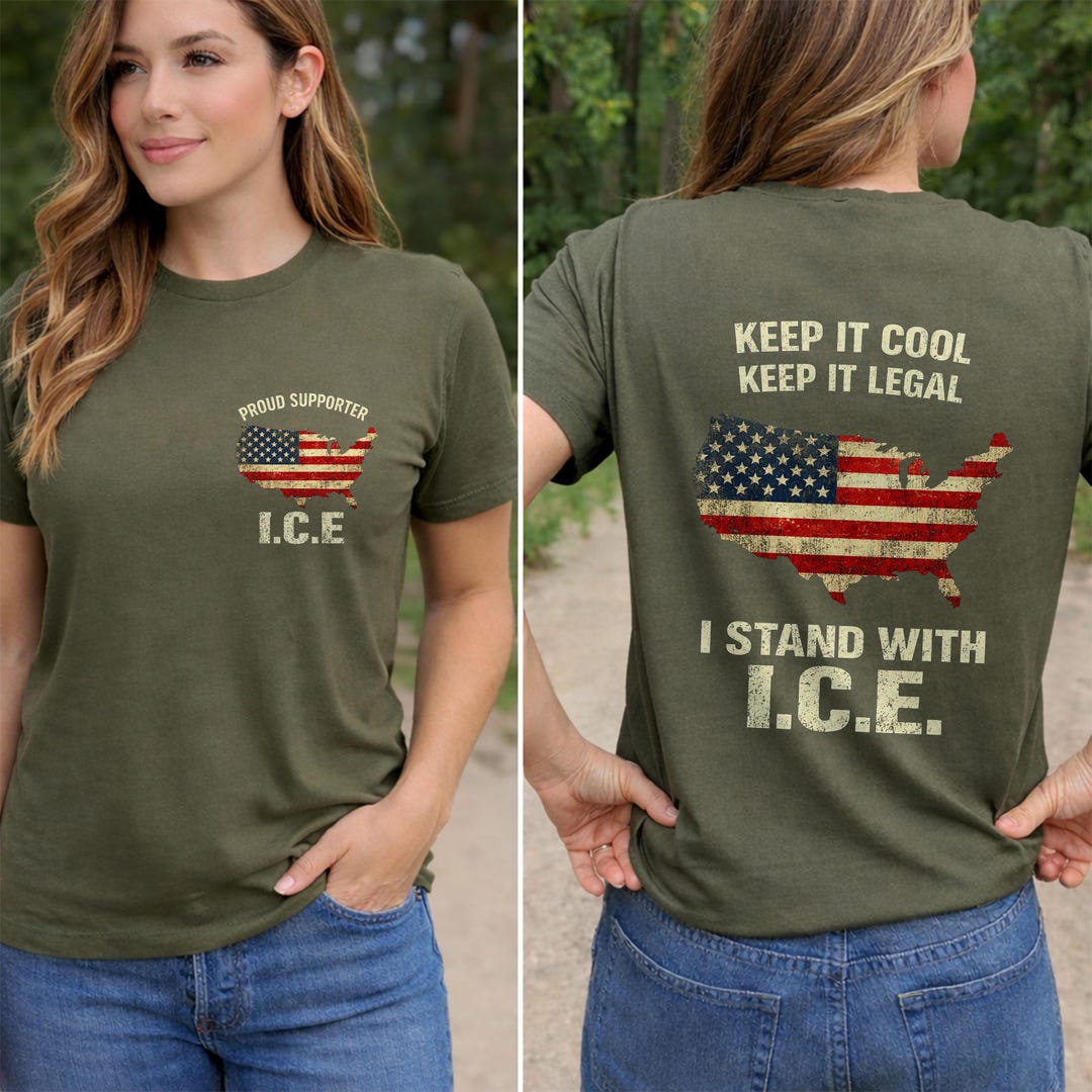 I Stand With ICE T-shirt: American Flag, Law Enforcement Support - Etsy