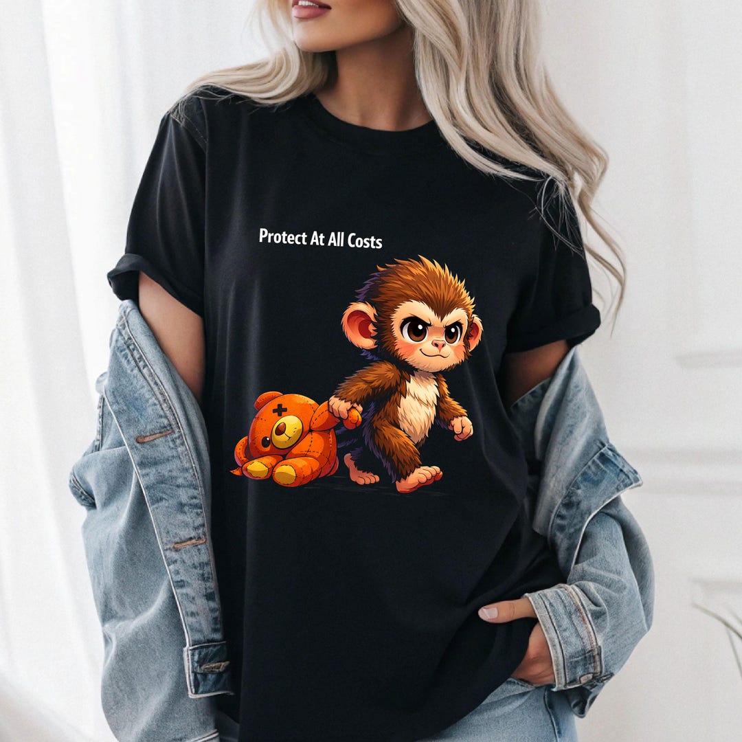 Viral Baby Monkey Protect at All Costs Unisex Heavy Cotton Graphic T ...