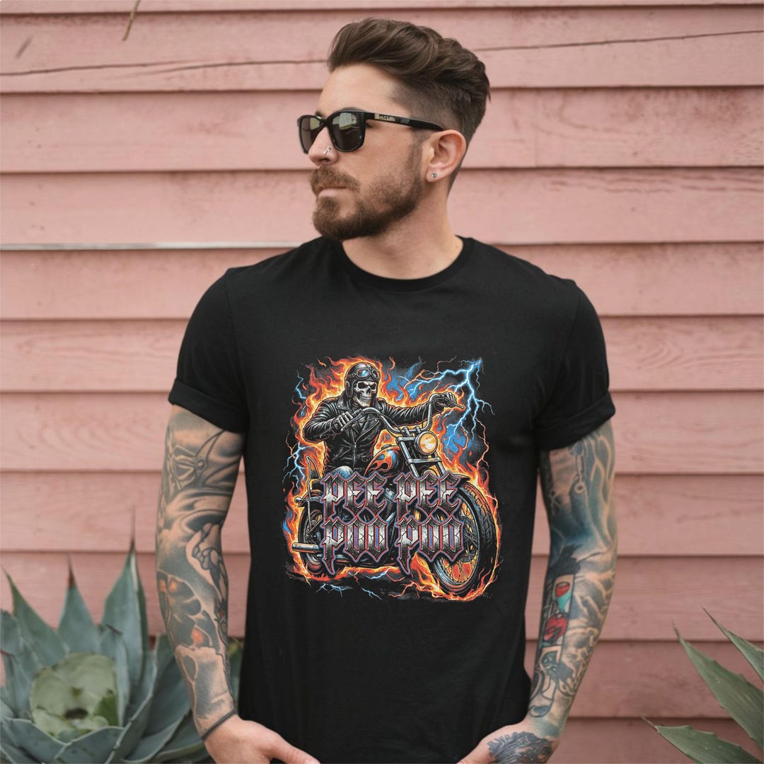 Peepeepoopoo Shirt, Skeleton Biker Meme, Flaming Skull Tee, Funny ...