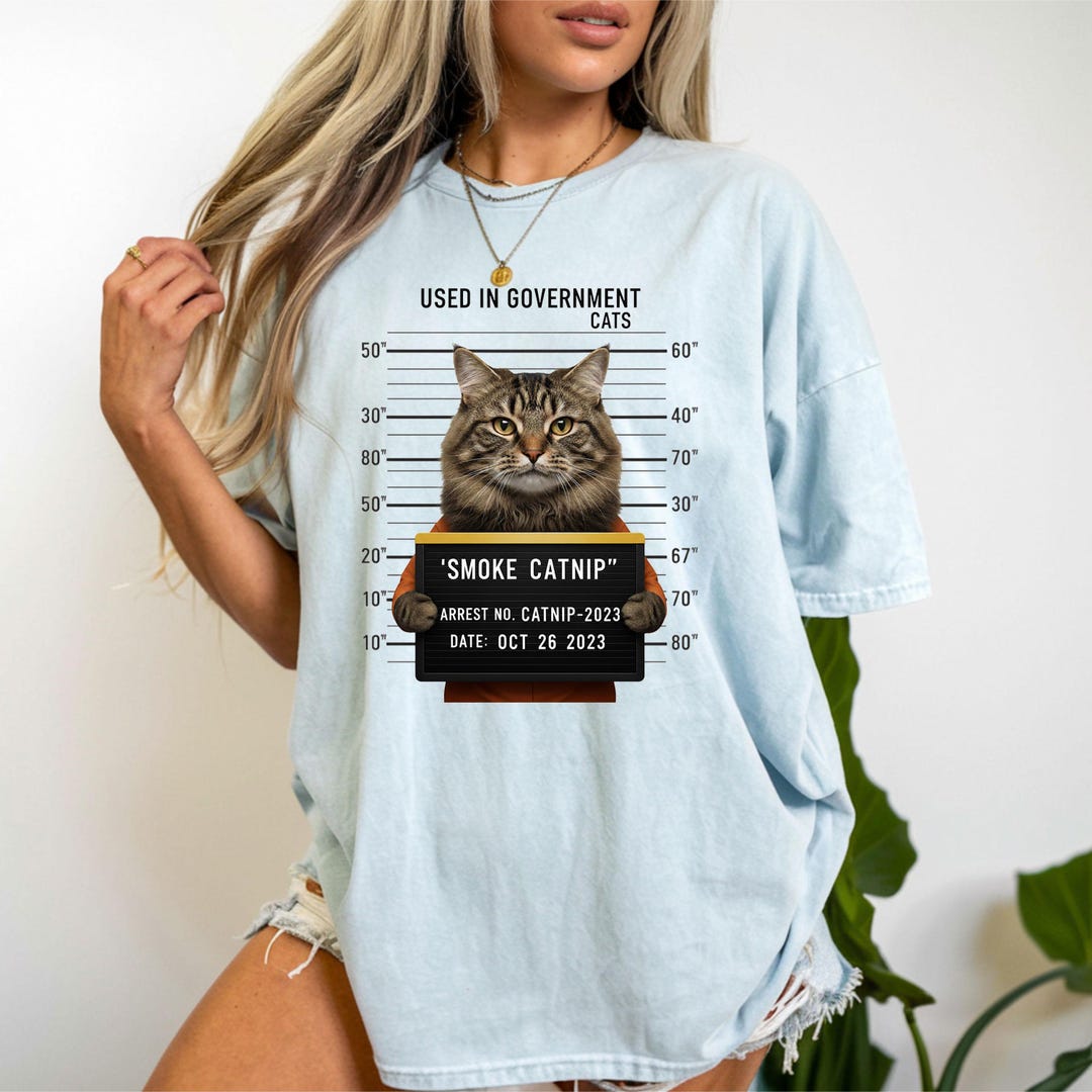 Funny Cat Mugshot Comfort Colors Shirt: Smoke Catnip Graphic Tee - Etsy