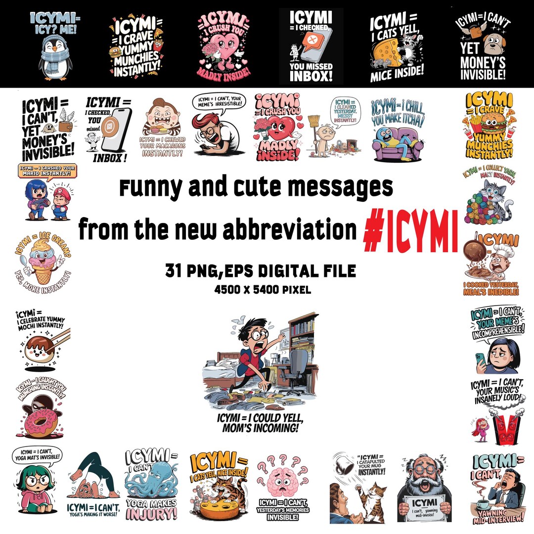 ICYMI Funny Stickers, Digital Download, Printable Stickers, PNG & EPS ...