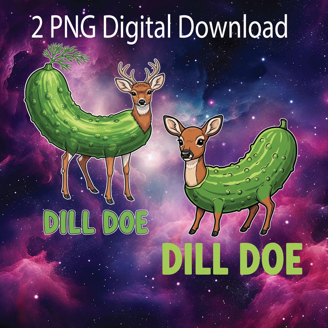 Funny Dill Doe PNG: Pickle Deer Clipart, Pun Animal Design (digital ...
