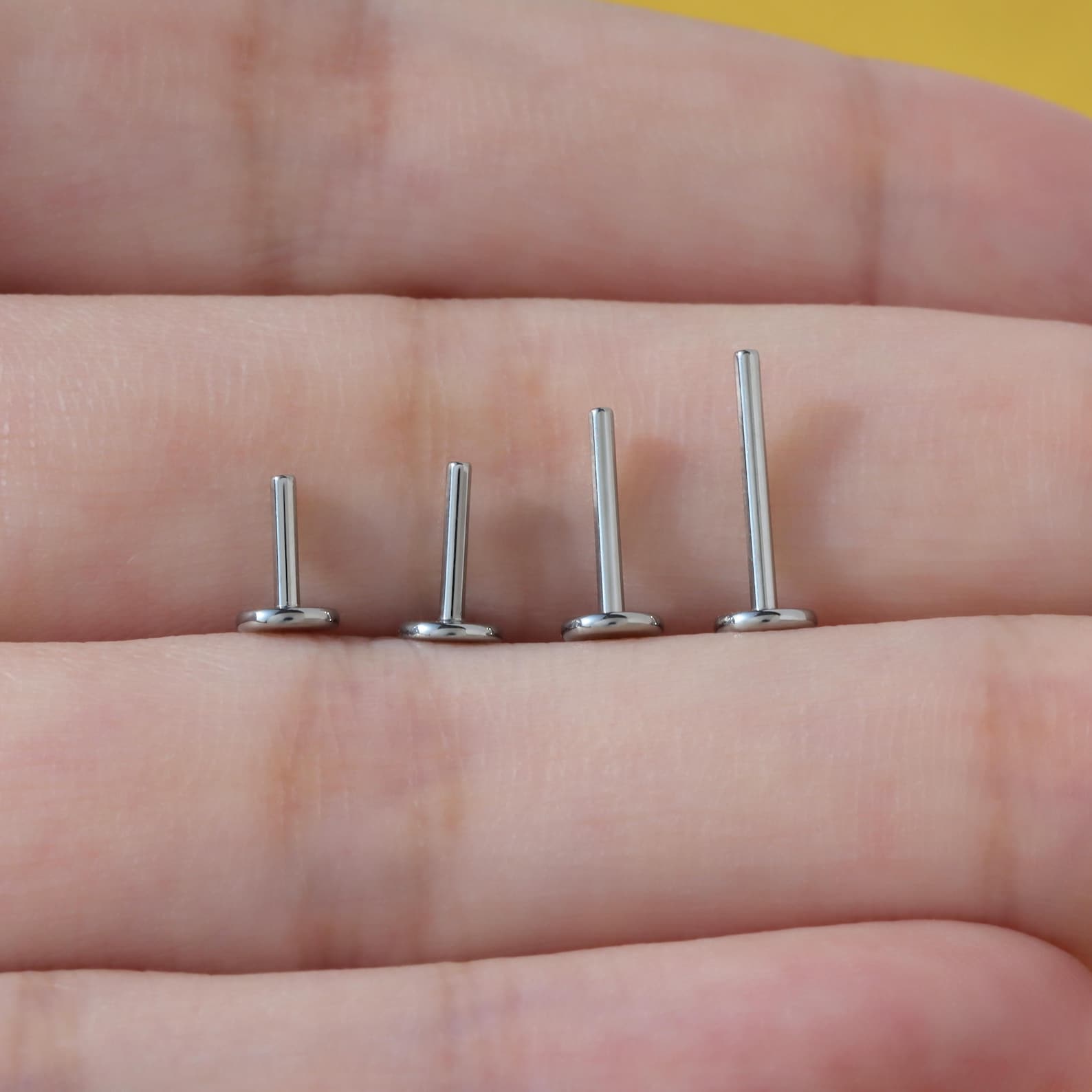 THREADLESS Post Replacement Silver 20G 18G 16G 5/6/8/10mm, Push-in Flat ...