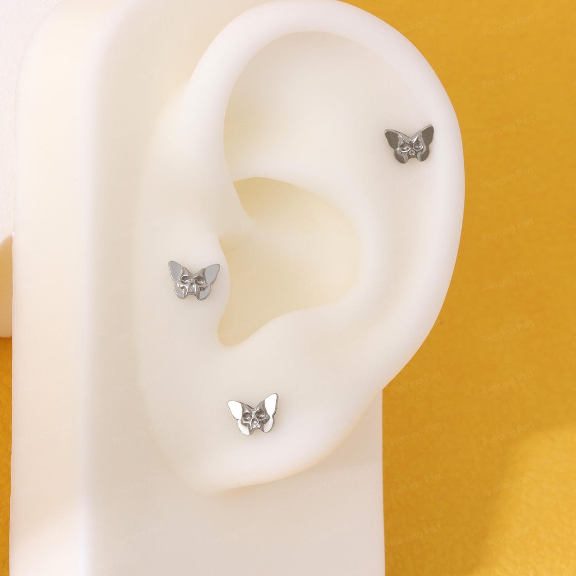 16G 18G Titanium Bat Butterfly Stud Earring, Silver Inner Threaded ...