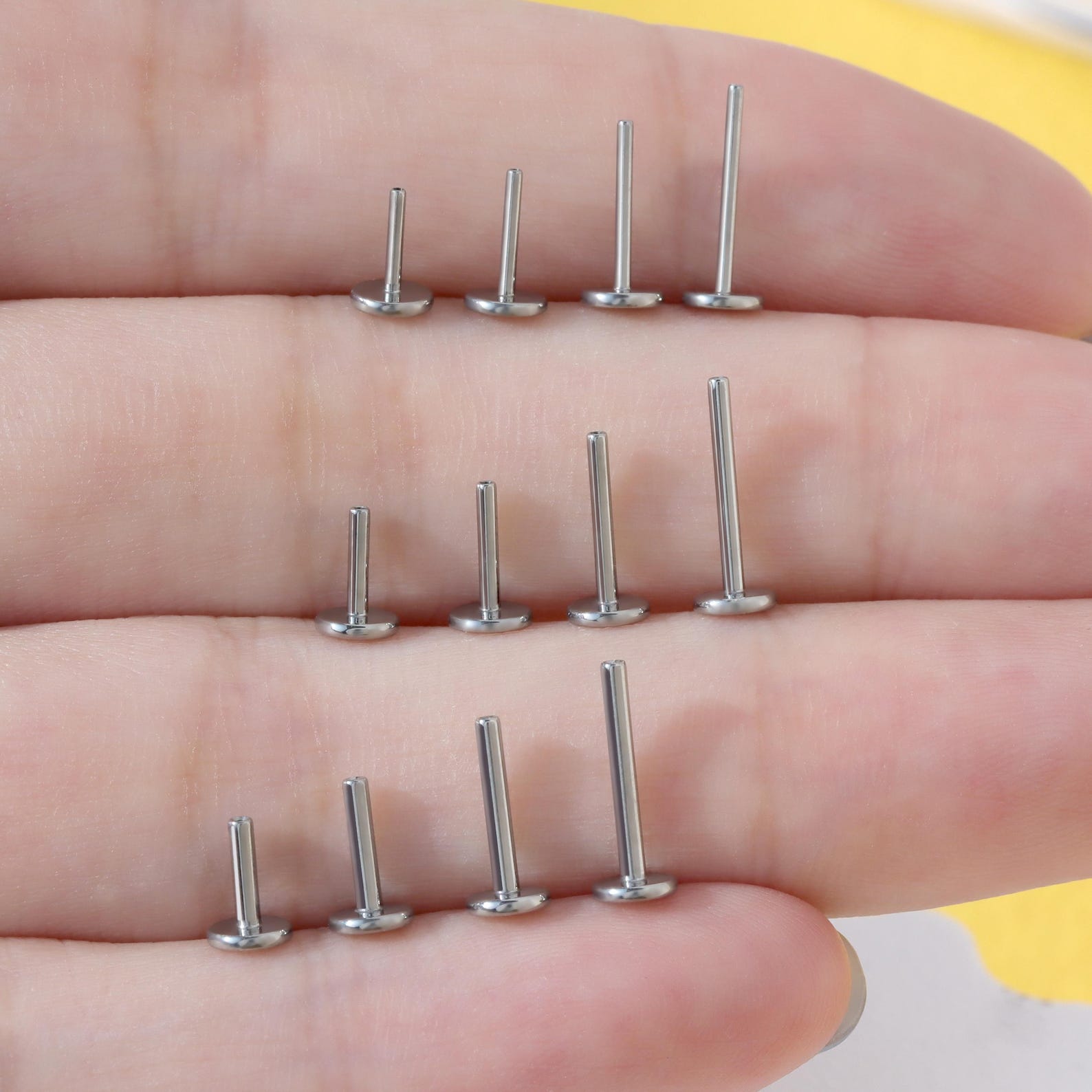THREADLESS Post Replacement Silver 20G 18G 16G 5/6/8/10mm, Push-in Flat ...