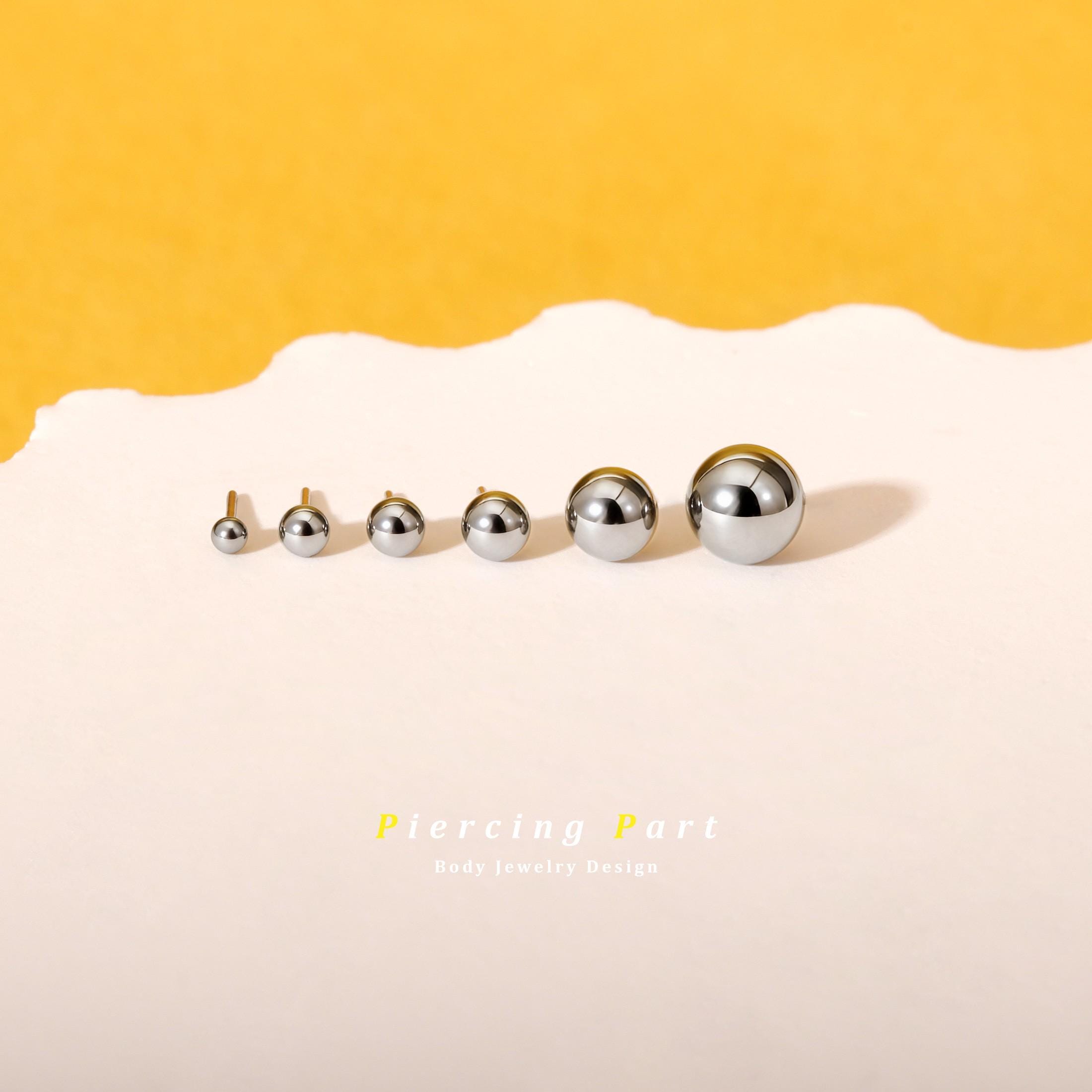 Titanium Tiny Ball Push Pin Top Only| Fits 16G/18G/20G Threadless Flat ...