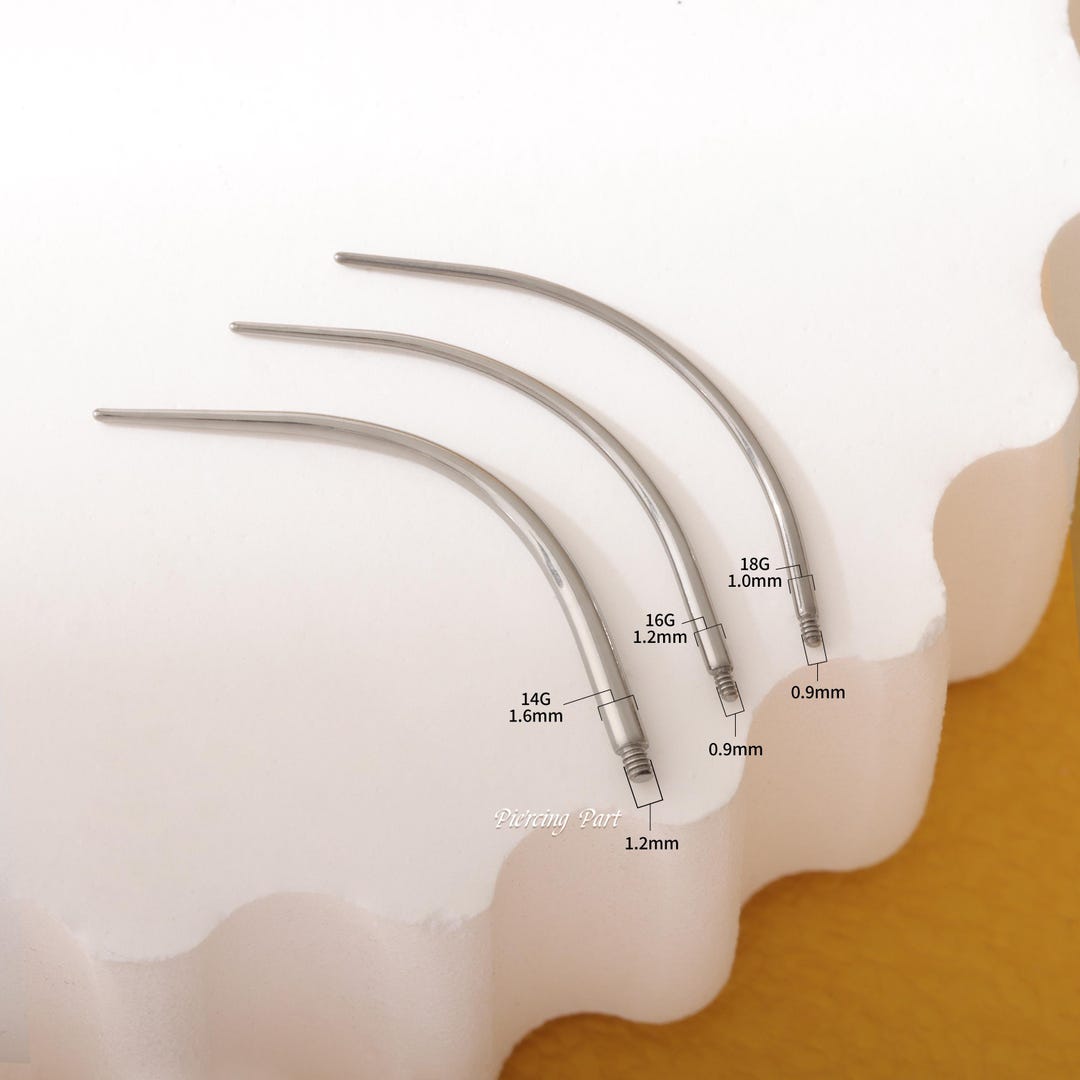 14G 16G 18G Titanium Piercing Taper, Curved Internal Threaded Pin Screw on Assistant Tool, Body ...