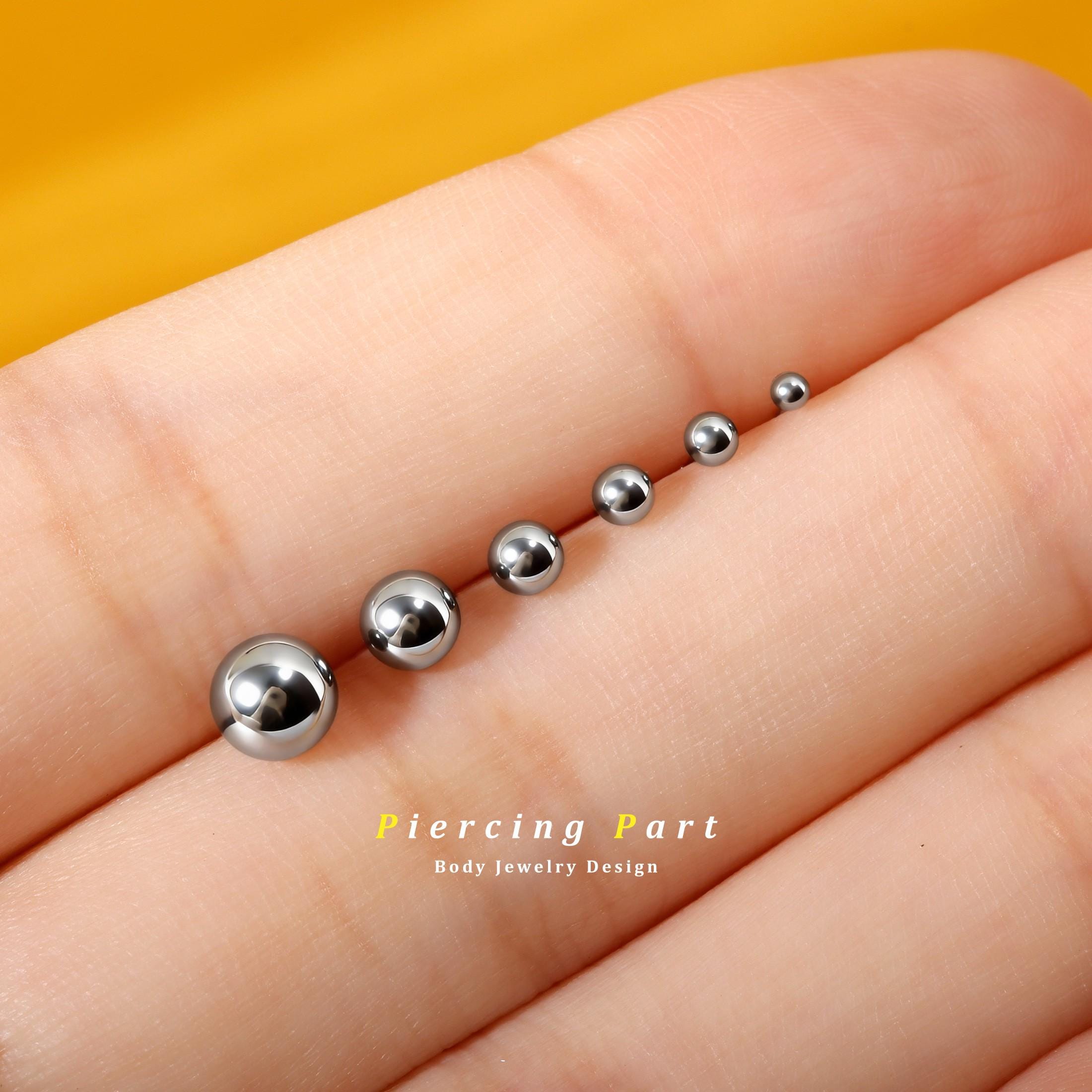 Titanium Tiny Ball Push Pin Top Only| Fits 16G/18G/20G Threadless Flat ...