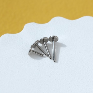 THREADLESS Post Replacement Silver 20G 18G 16G 5/6/8/10mm, Push-in Flat ...