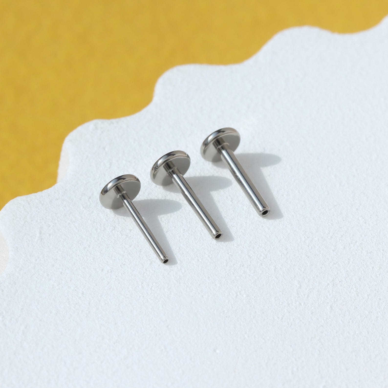 THREADLESS Post Replacement Silver 20G 18G 16G 5/6/8/10mm, Push-in Flat ...