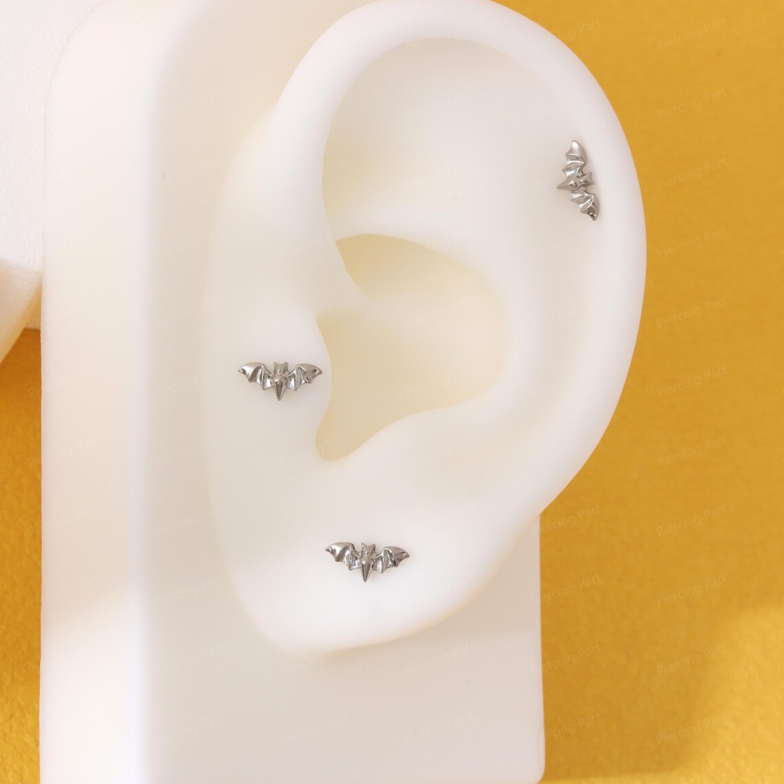 16G 18G Titanium Bat Butterfly Stud Earring, Silver Inner Threaded ...
