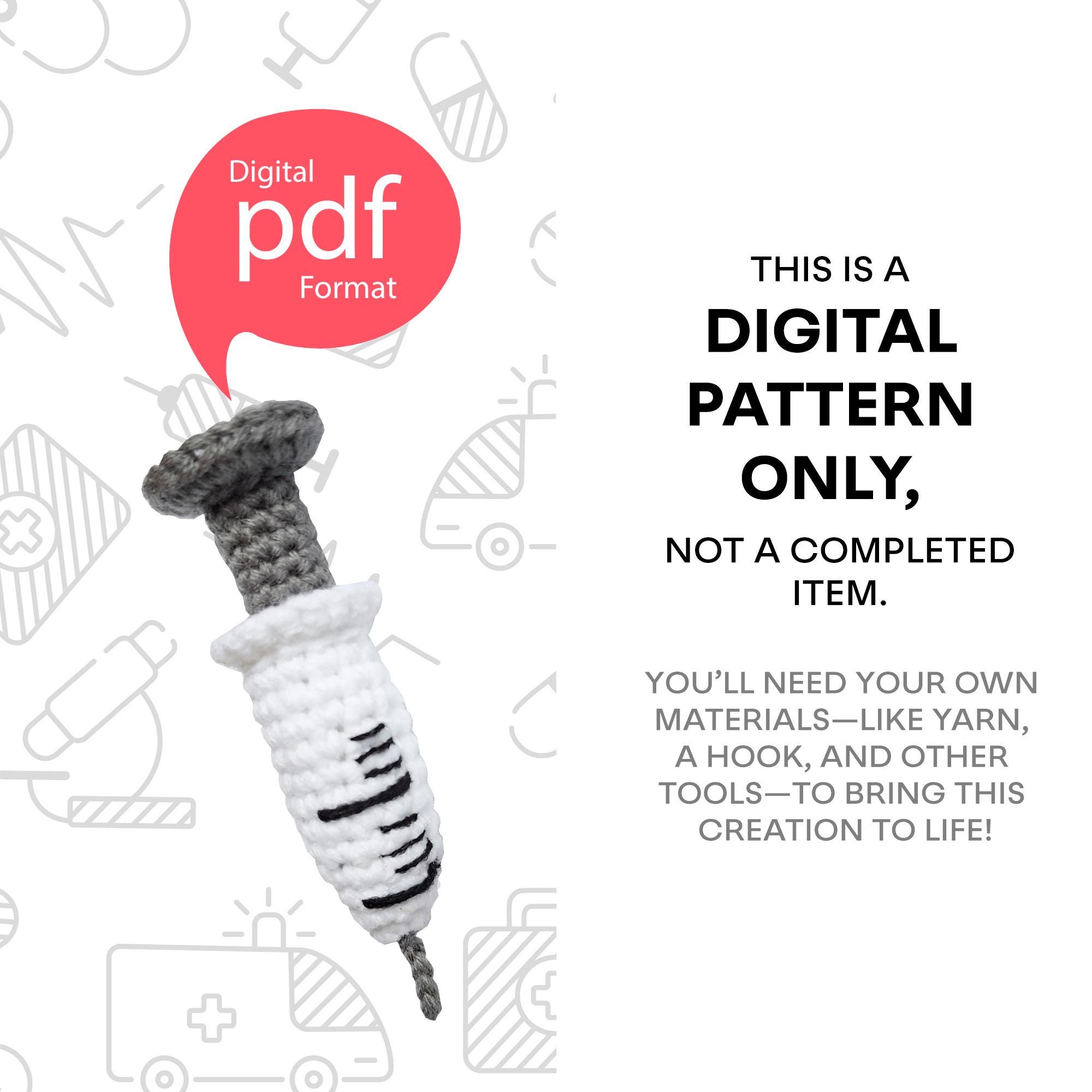 Funny Crochet Syringe PDF English Pattern for Beginners, Amigurumi ...