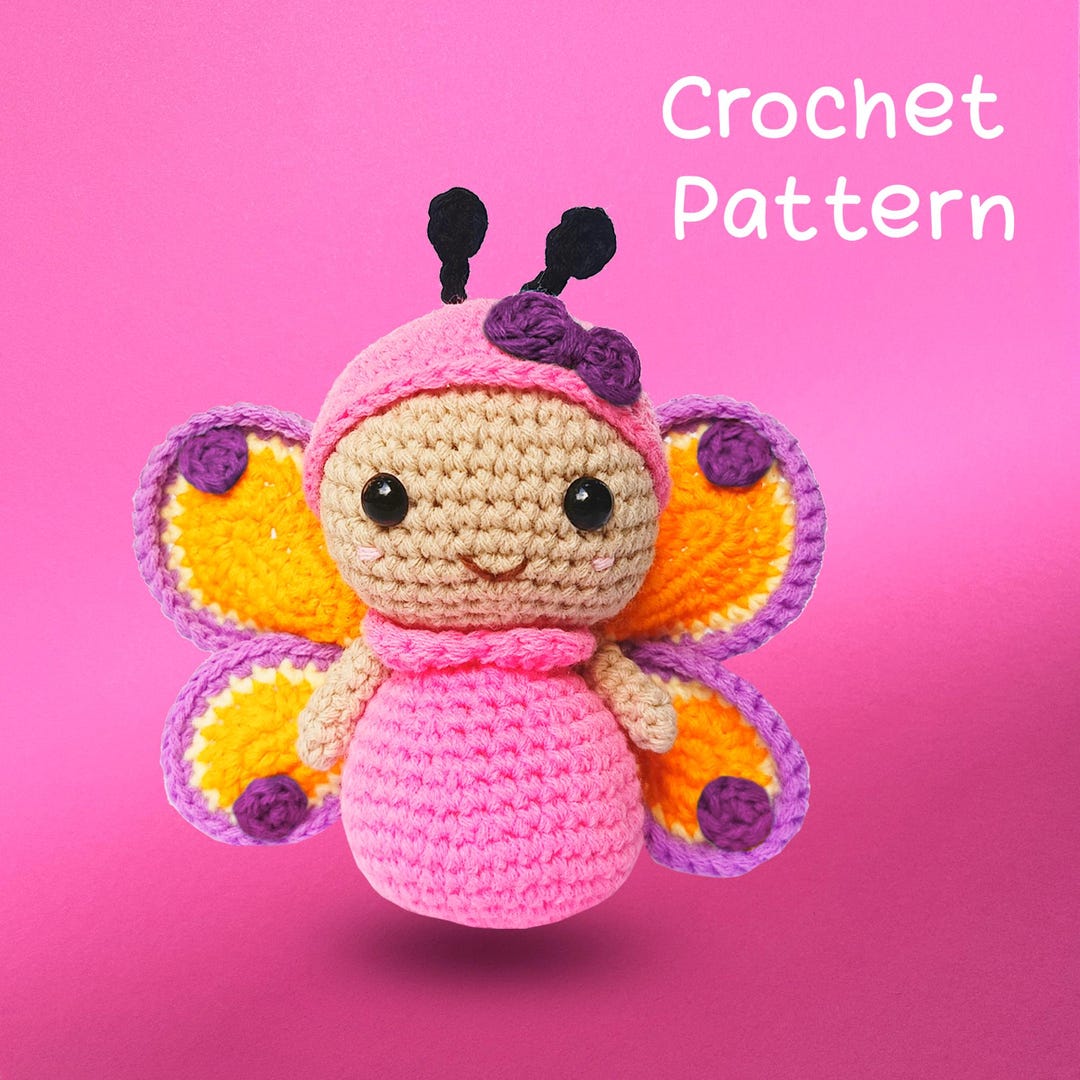 Crochet Butterfly Toy Pattern, Easy Beginner Plushie Stuffed Amigurumi ...