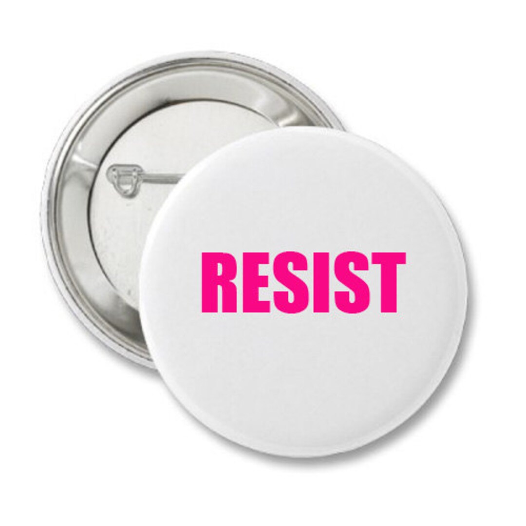 Resist Pink Womans March Protest Button - Etsy