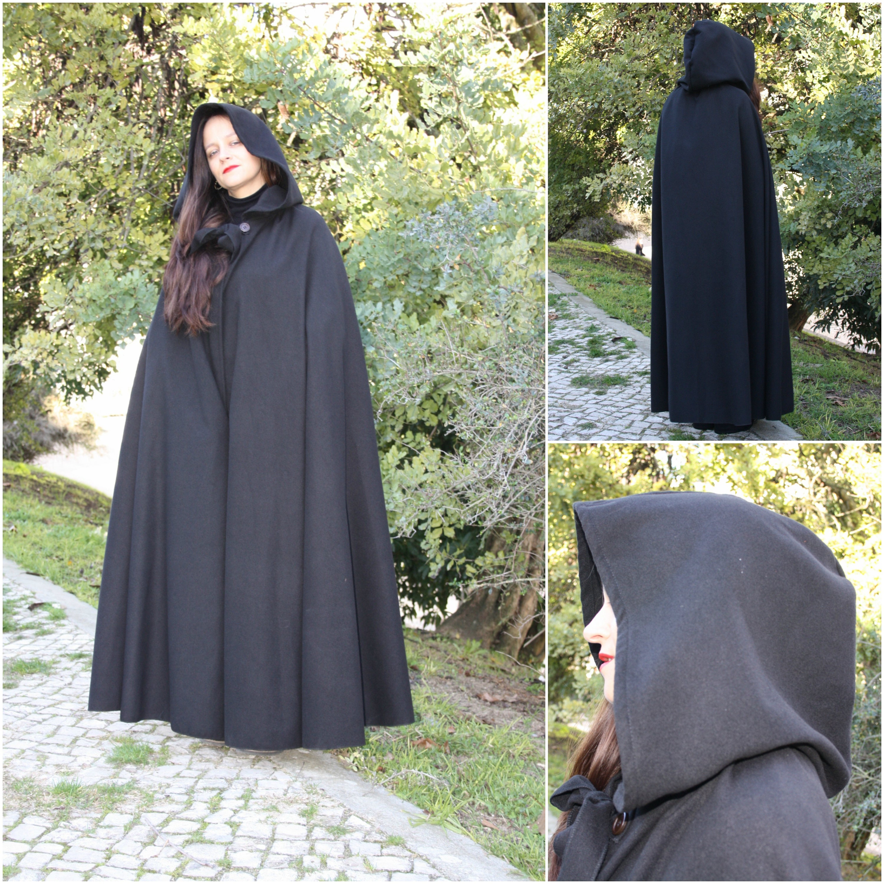Medieval full long cloak Black cloak unisex cloak | Etsy