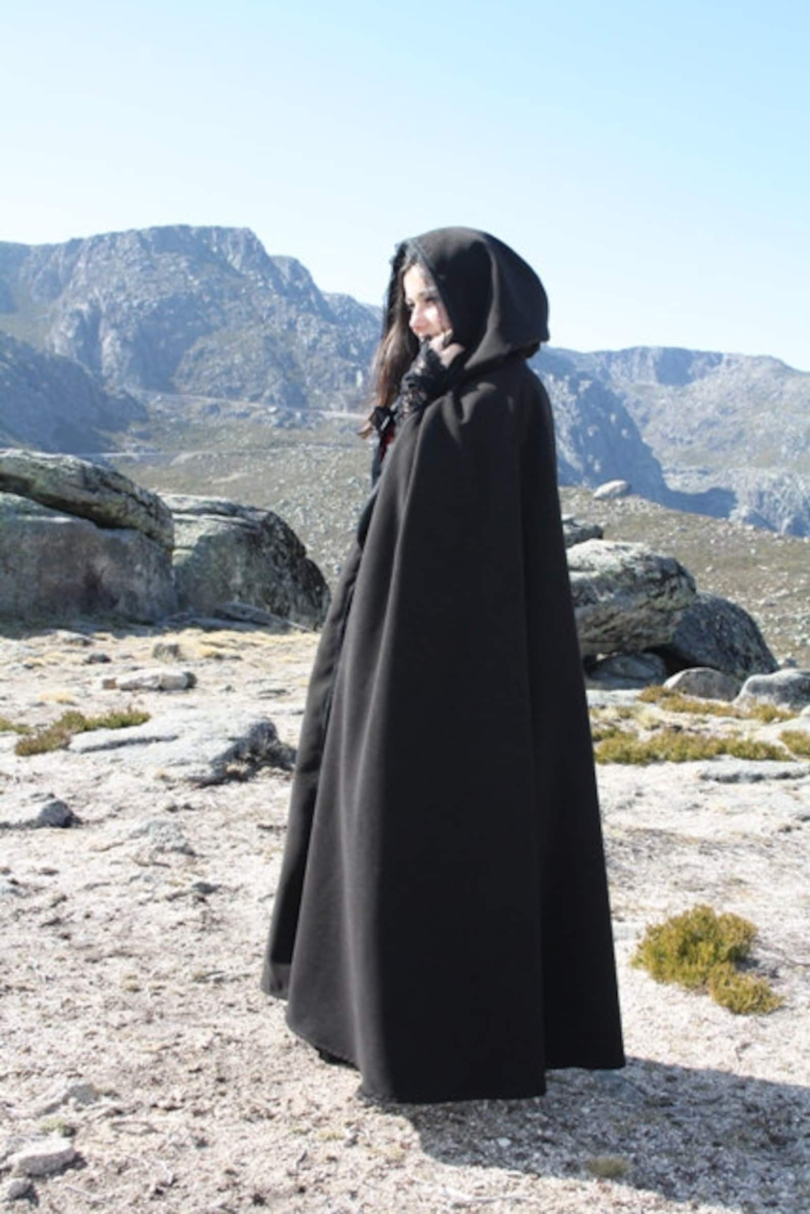 Medieval full long cloak Black cloak unisex cloak | Etsy