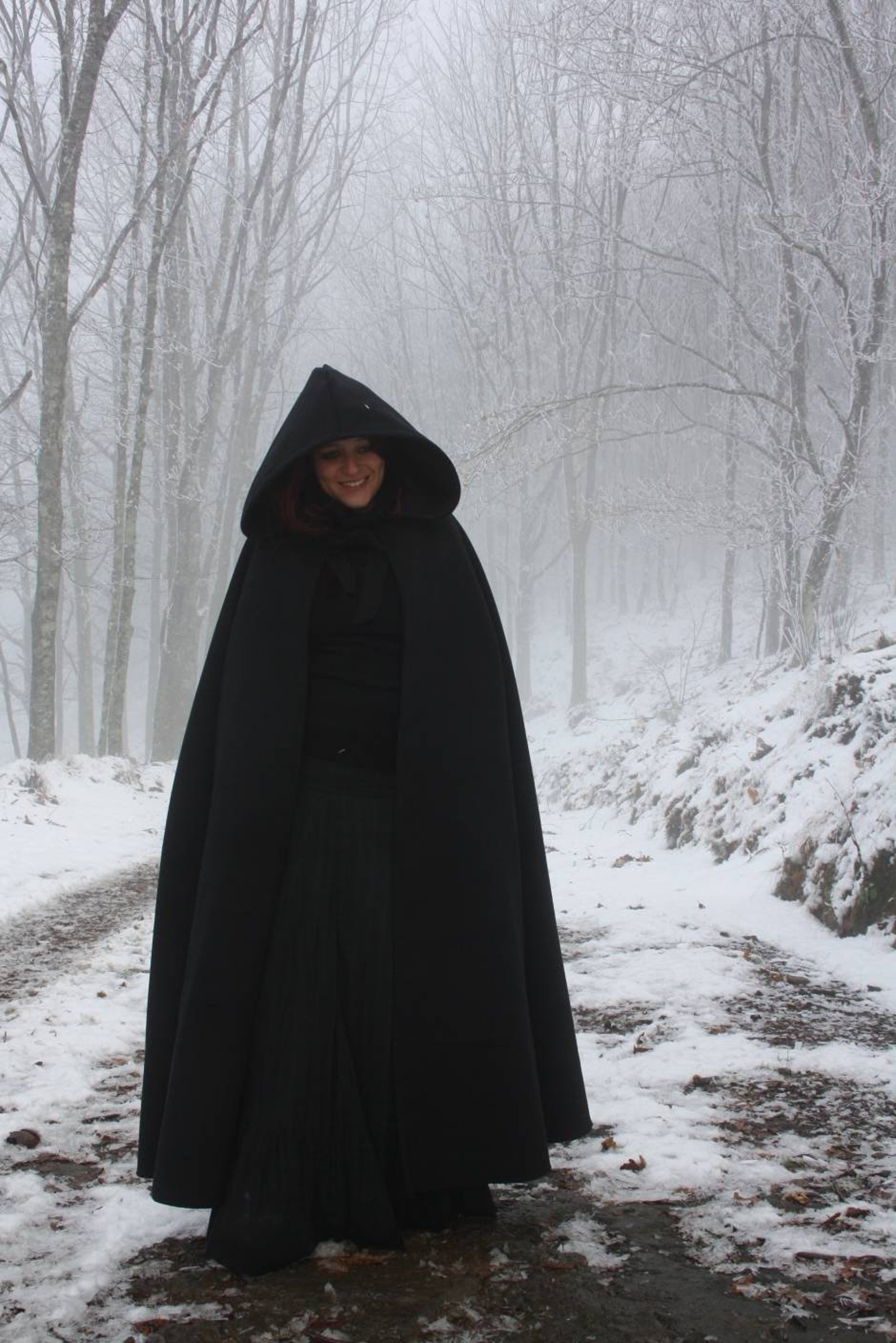 Medieval full long cloak Black cloak unisex cloak | Etsy