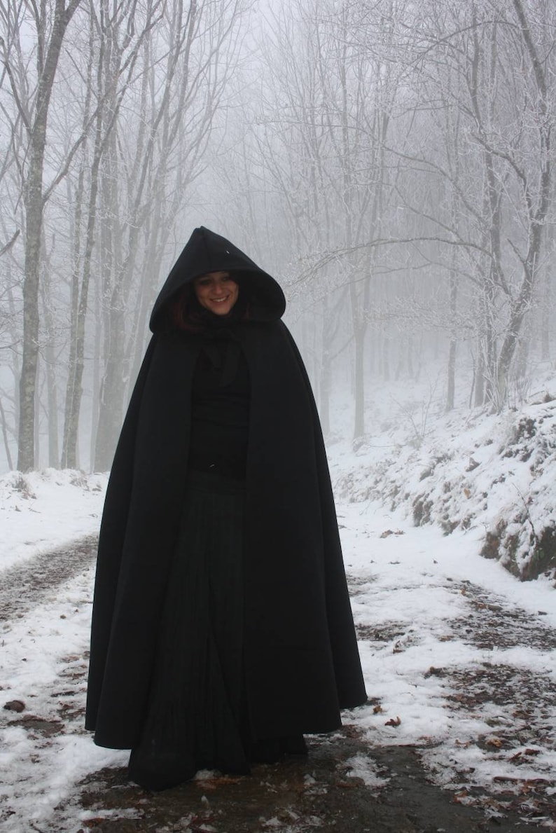 Medieval full long cloak Black cloak unisex cloak | Etsy