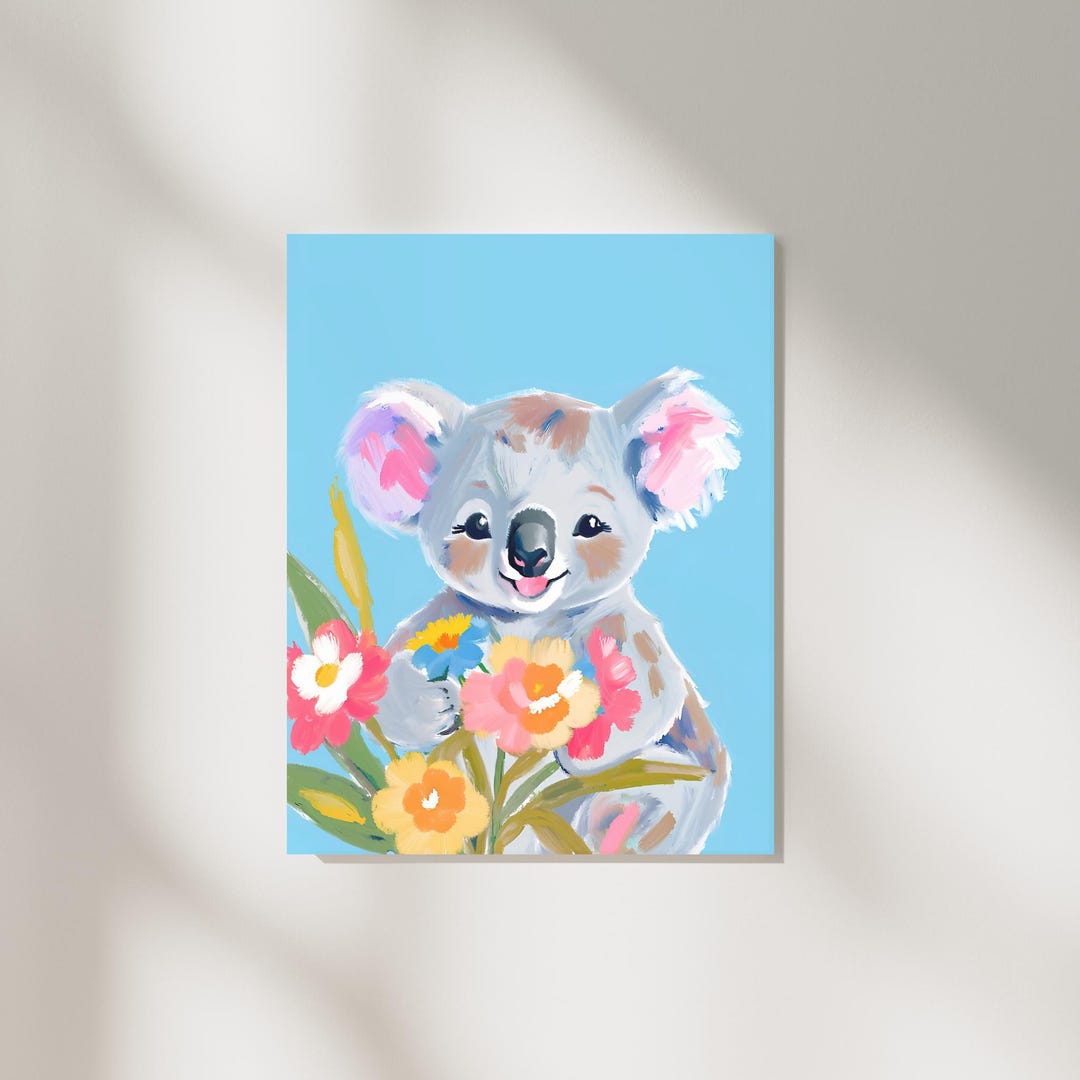 Adorable Baby Koala Poster, Cute Animal Print, Nursery Wall Art, Kids ...