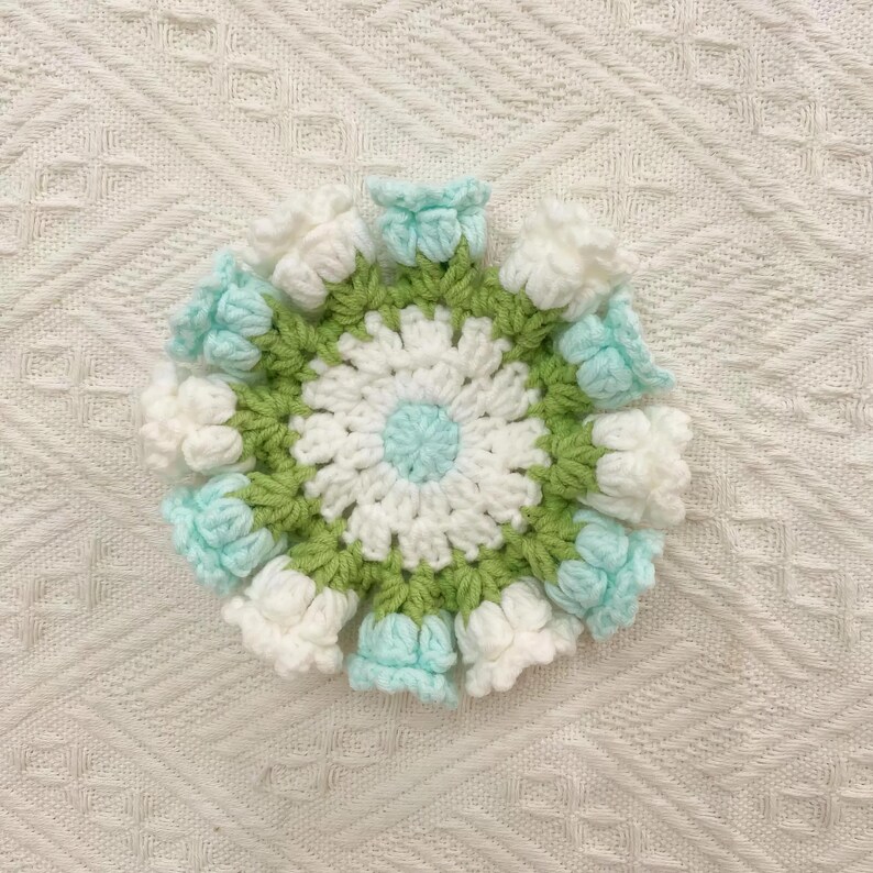 Crochet Coaster, Crochet Flower Coaster, Handmade Round Flower Cup ...