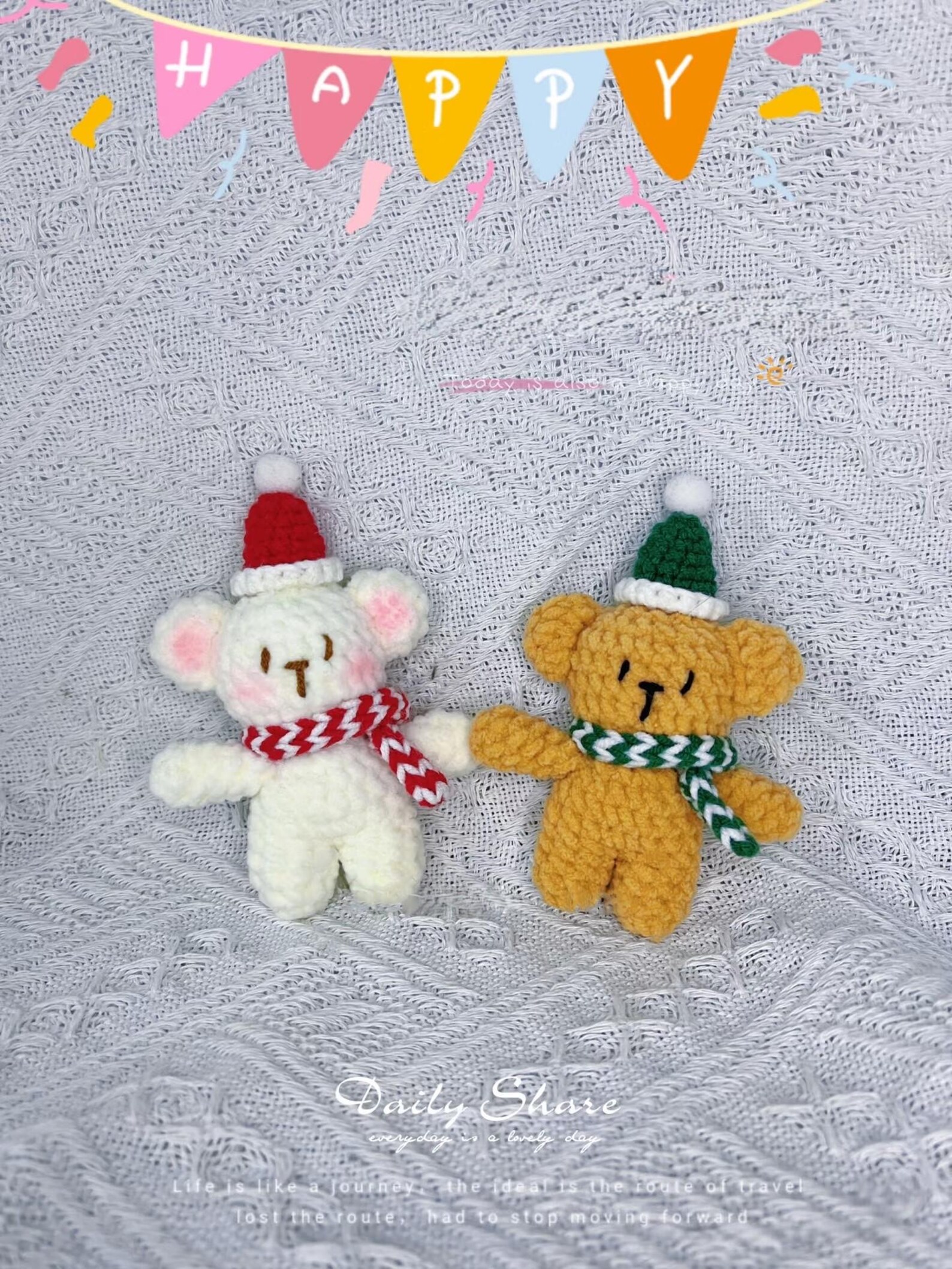 Crochet Christmas Bear Ornament: Handmade Teddy With Hat & Scarf - Etsy