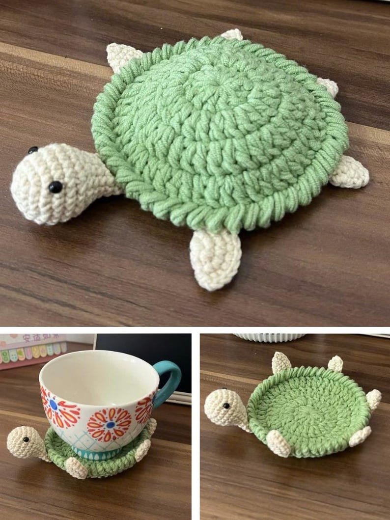 Funny Crochet Animal Coasters-squirrel, Mouse, Turtle, Lizard, Frog ...