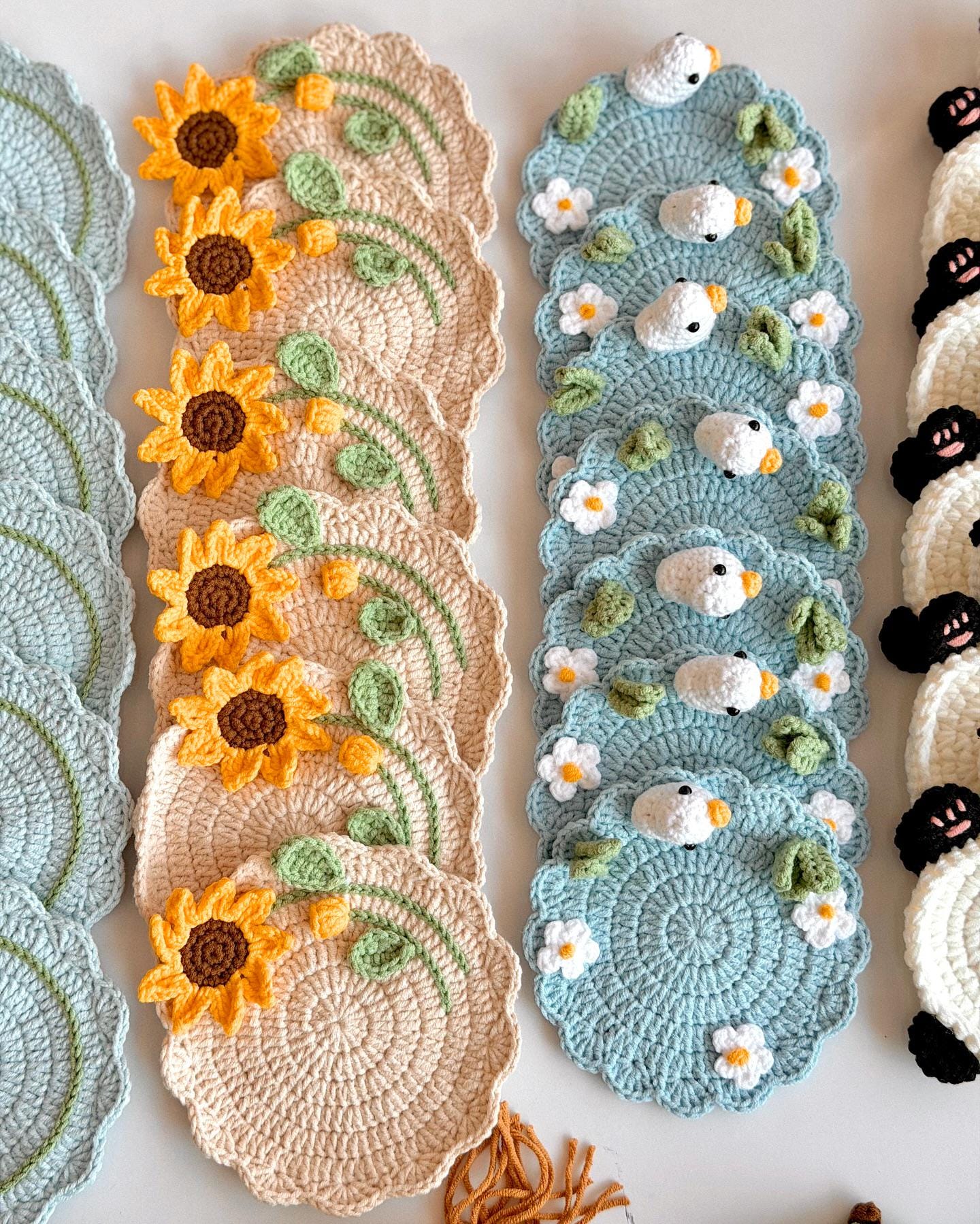 Crochet Cute Animal Coasters Set, Amigurumi Coaster, Handmade Cute ...