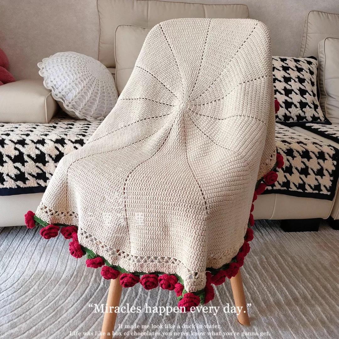 Crochet Flower Bouquet Blanket, Handmade Crochet Rose Bouquet Blanket ...