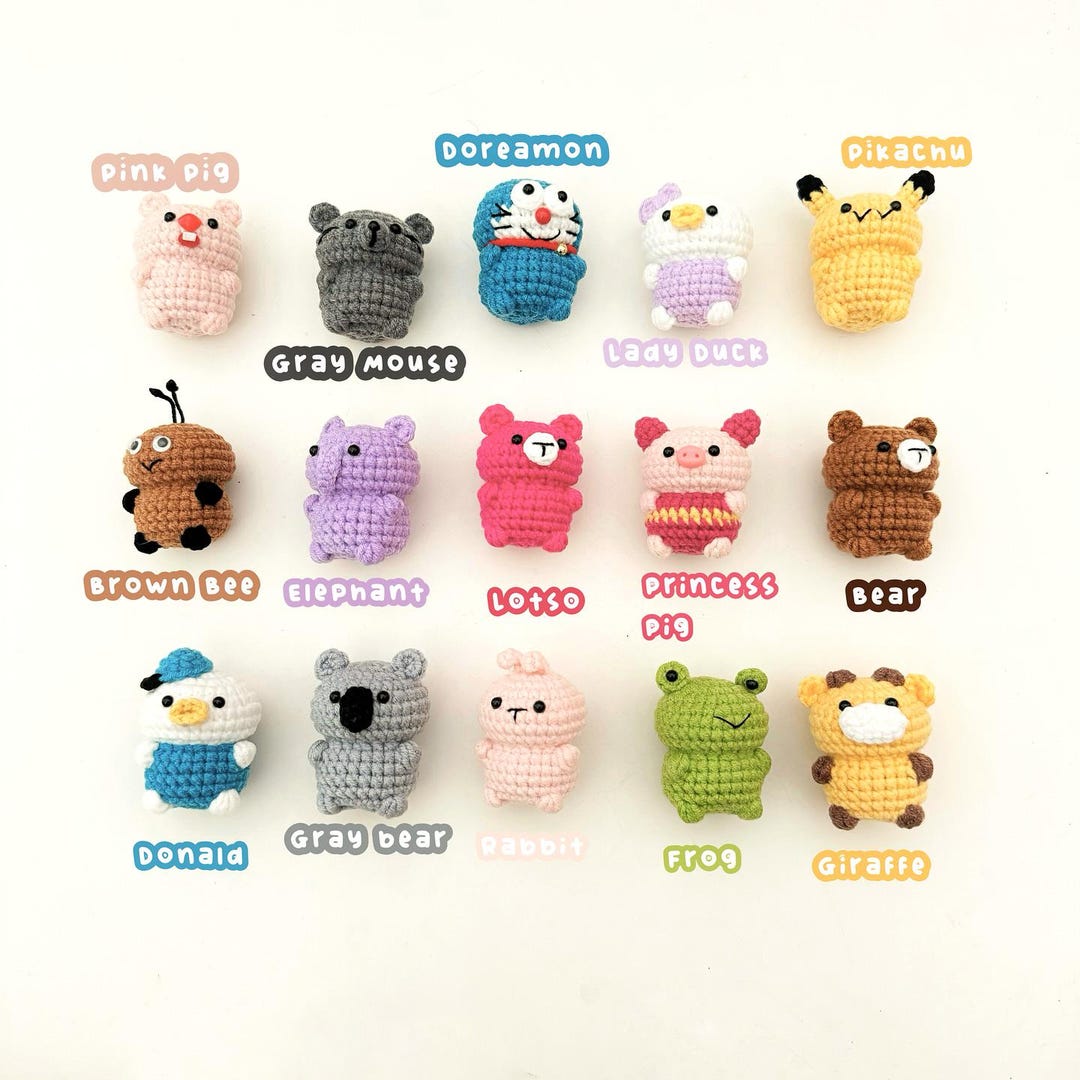 Crochet Animal Keychain: Handmade Plush Amigurumi Bag Charm - Etsy