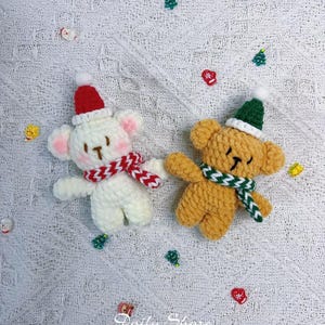 Crochet Christmas Bear Ornament: Handmade Teddy With Hat & Scarf - Etsy