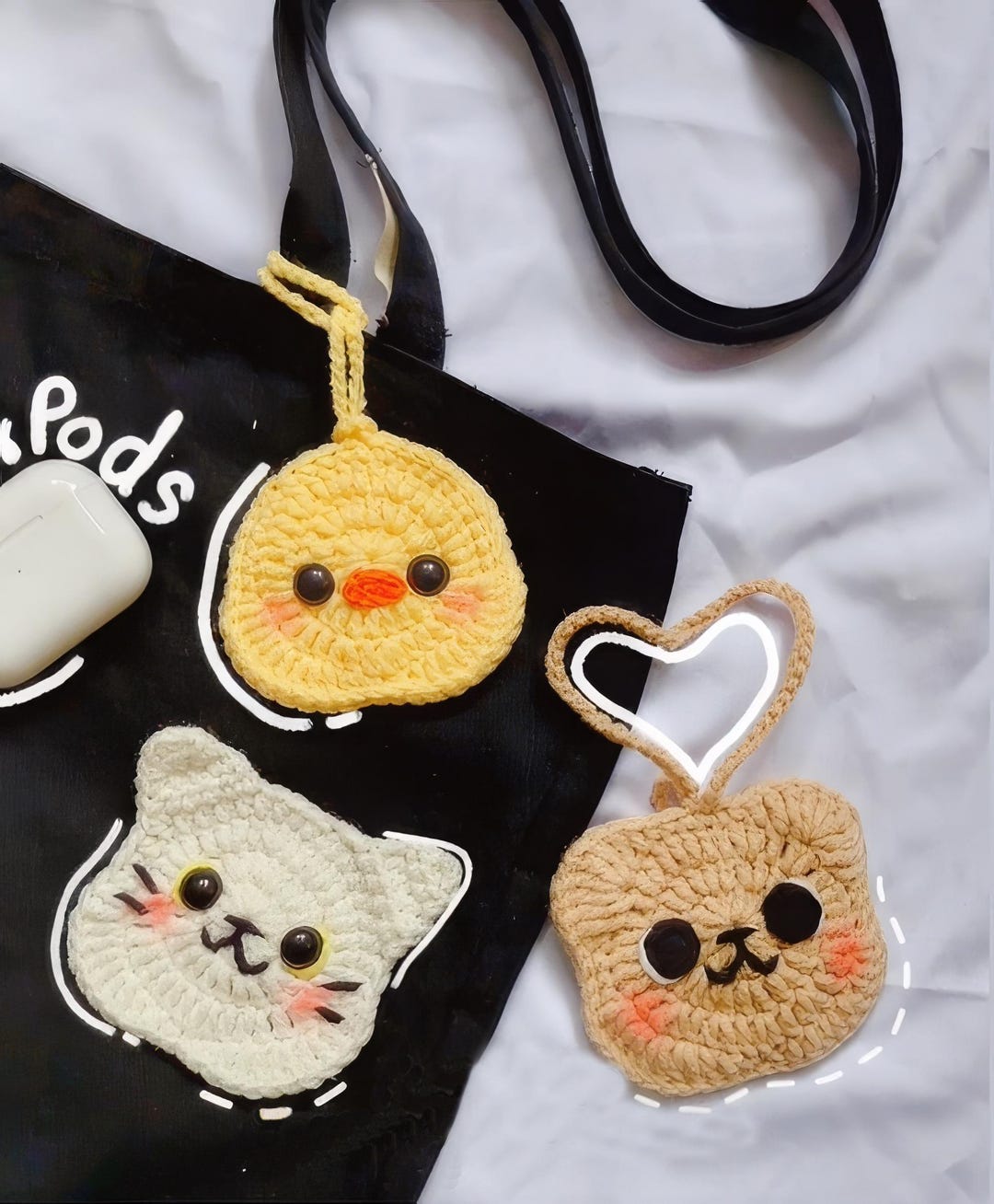 Handmade Crochet Duck, Bear, Cat AirPod Case – Cute, Protective ...
